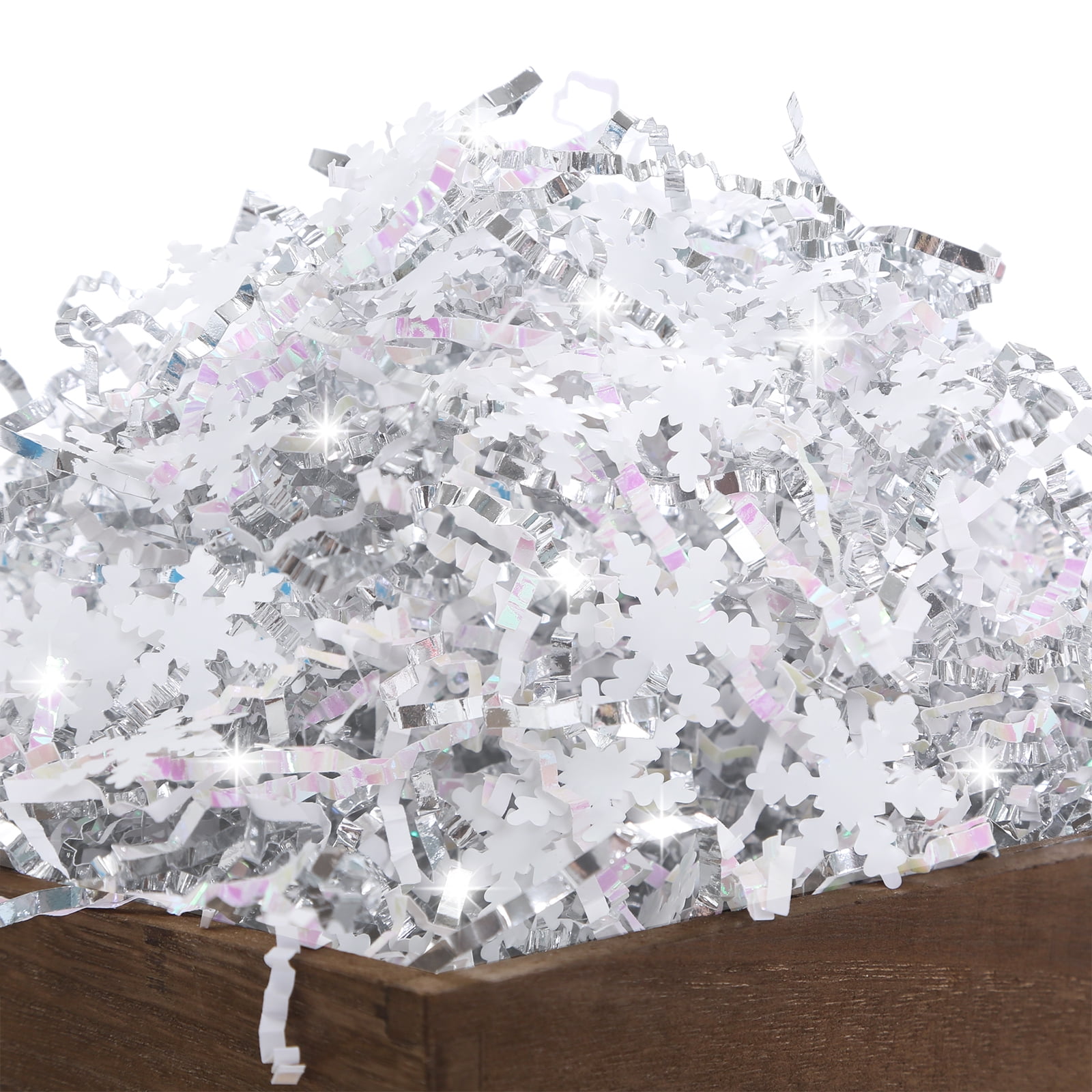 PAPER FAIR 1 LB Metallic Silver White Shredded Filler for Gift Boxes ...