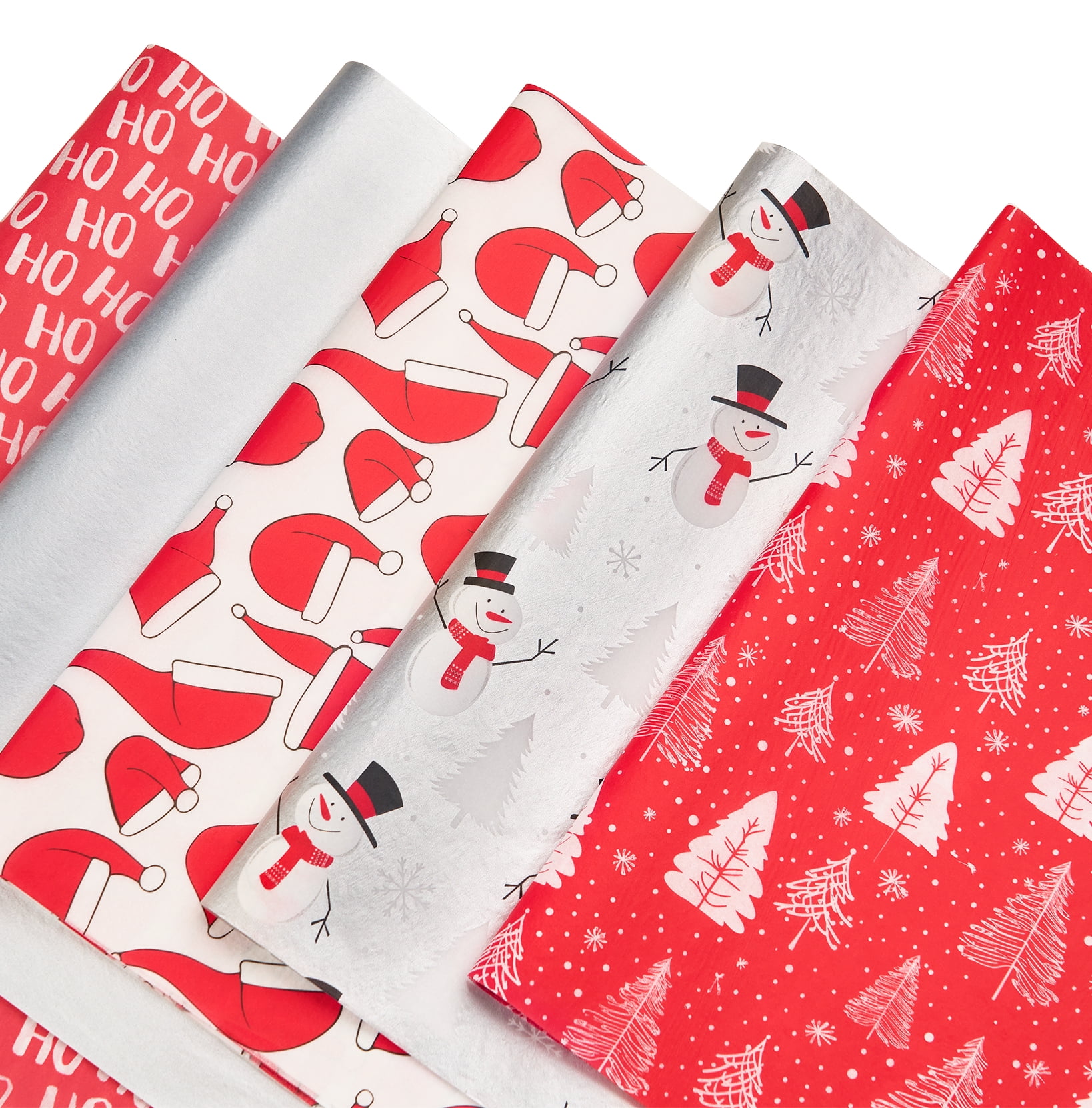 PAPER FAIR 100 Sheet Christmas Red Metallic Silver Tissue Paper for ...