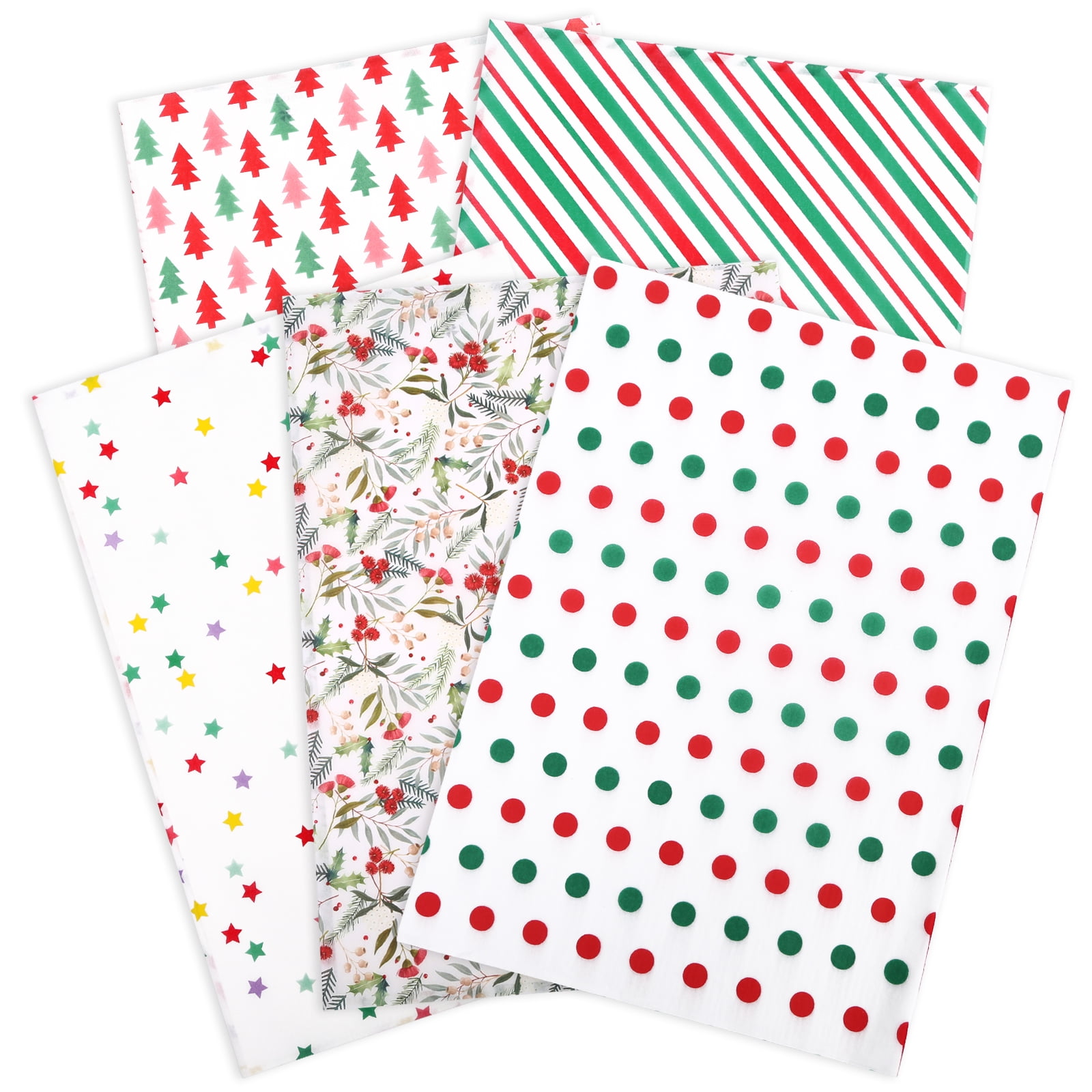 PAPER FAIR 100 Sheets Christmas Tissue Paper Red Green Wrapping Paper ...