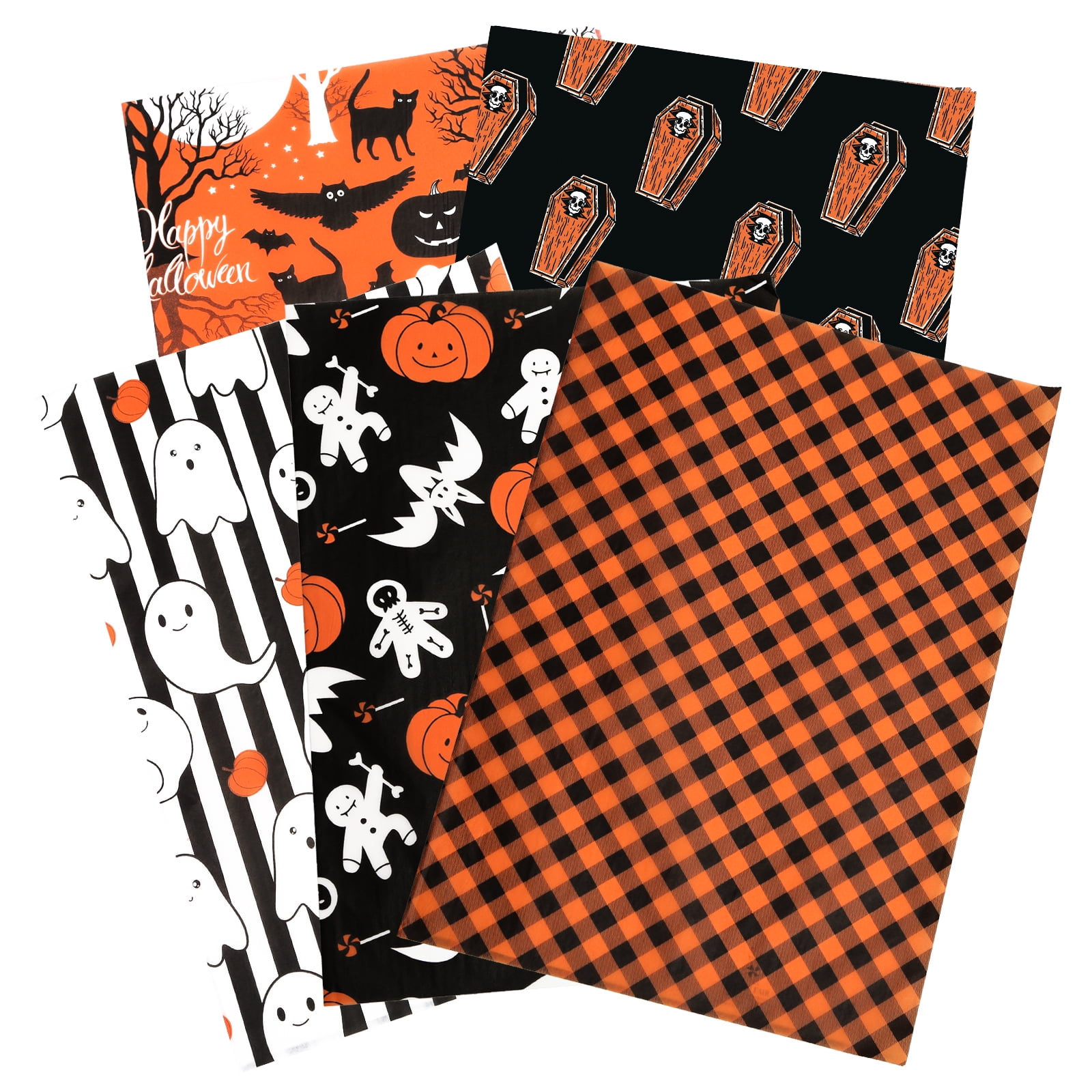 PAPER FAIR 100 Sheets Halloween Tissue Paper Black Orange Wrapping ...