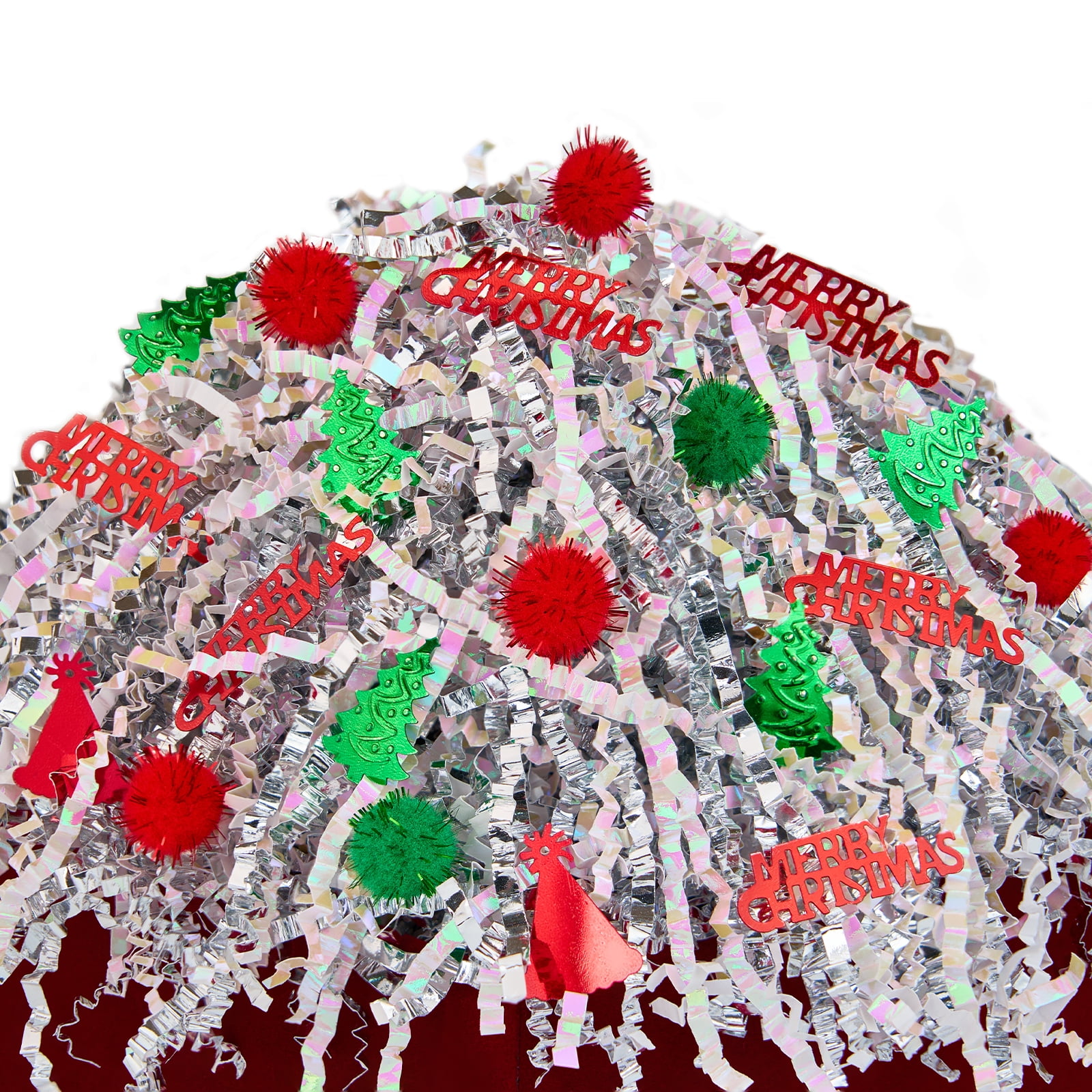 PAPER FAIR 1LB Christmas Crinkle Cut Paper Shred Filler Diamond White ...