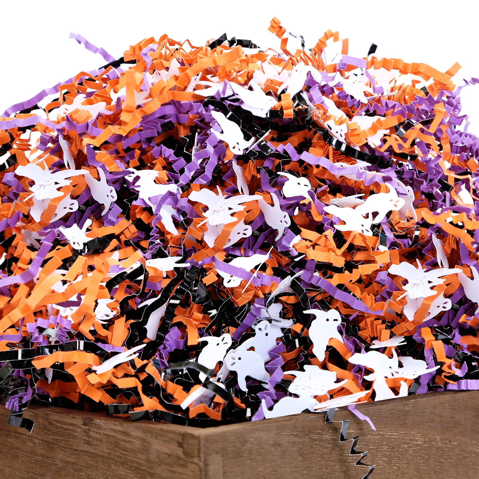 PAPER FAIR 1LB Halloween Metallic Black Purple Crinkle Cut Paper with ...