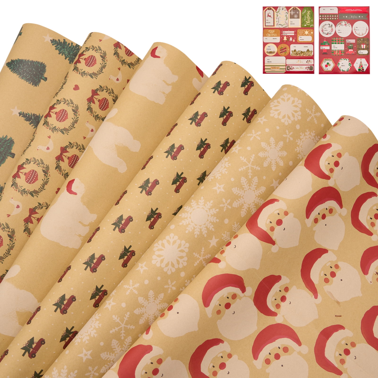 PAPER FAIR Christmas Wrapping Sheet Sets 19x27-12 Folded Flat Bulk Gift ...