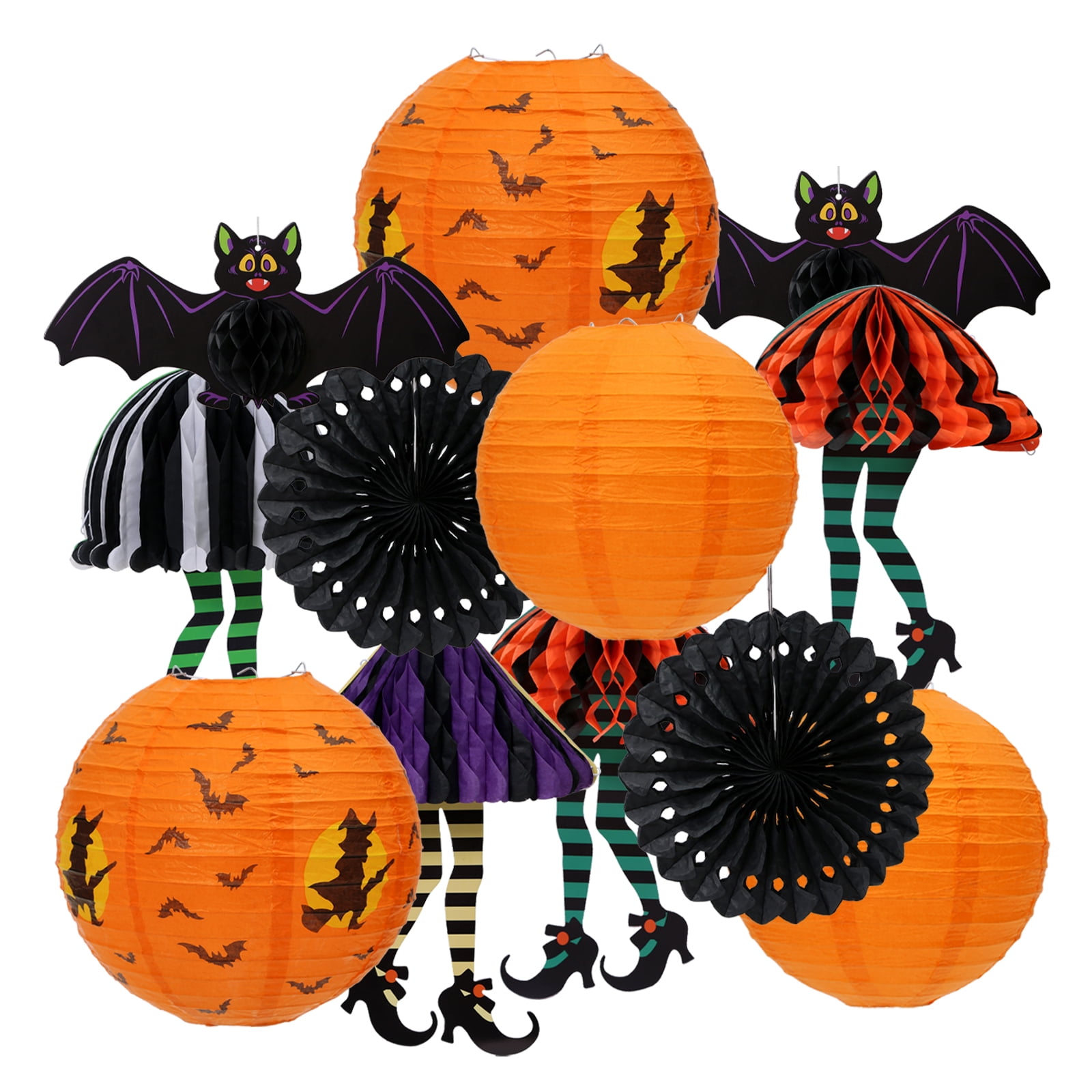 PAPER FAIR Halloween Hanging Party Decorations Orange Black Purple ...