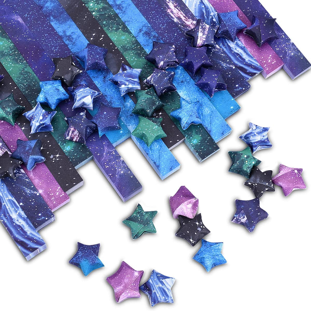 PAPERKIDDO 800 Sheets Origami TSF6 Stars Paper 8 Different Designs of Beautiful Outer Space Sky ...