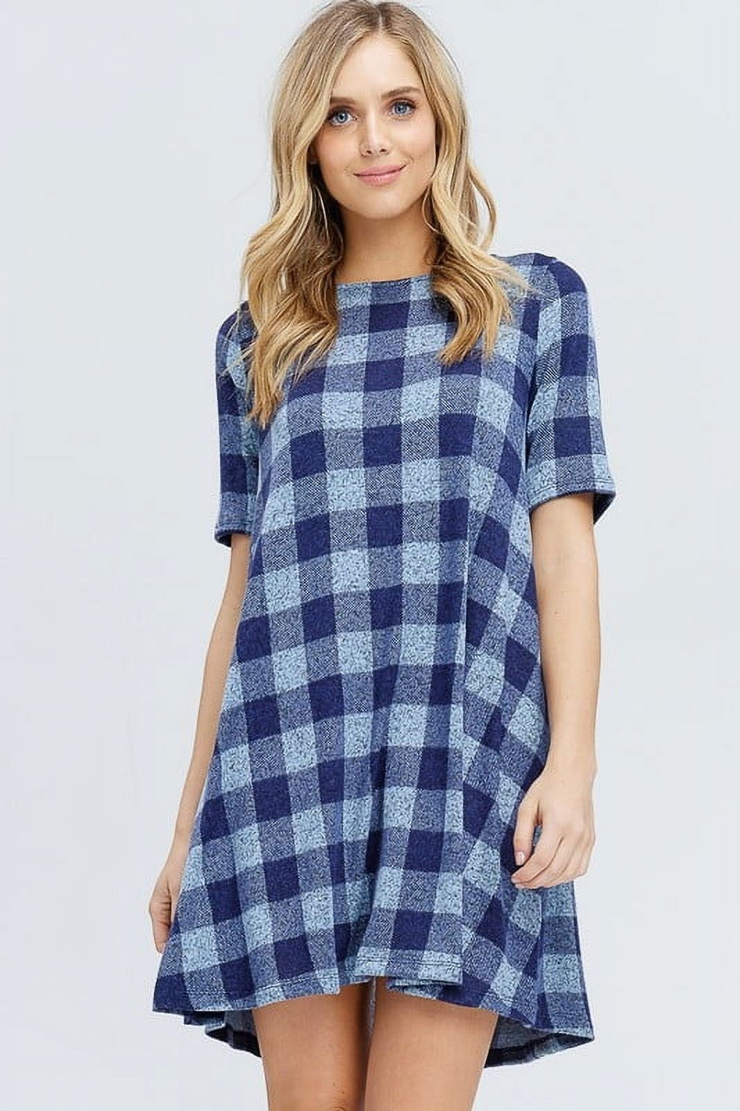 PAPERMOON Ellie 3/4 Sleeve Checked Dress - Walmart.com