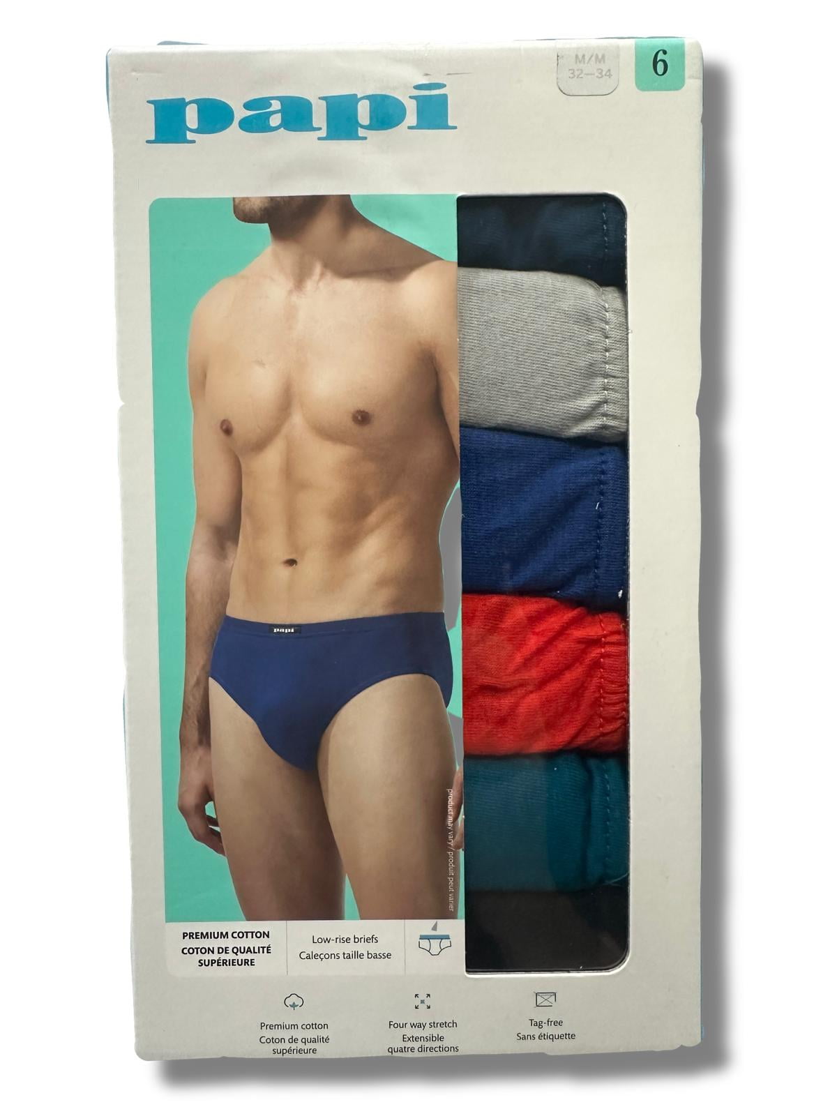PAPI MEN BRIEFS X6 - 231 TEAL ORANGE - MEDIUM - COTTON UNDERWEAR LOW RISE 6 PACK - Walmart.com