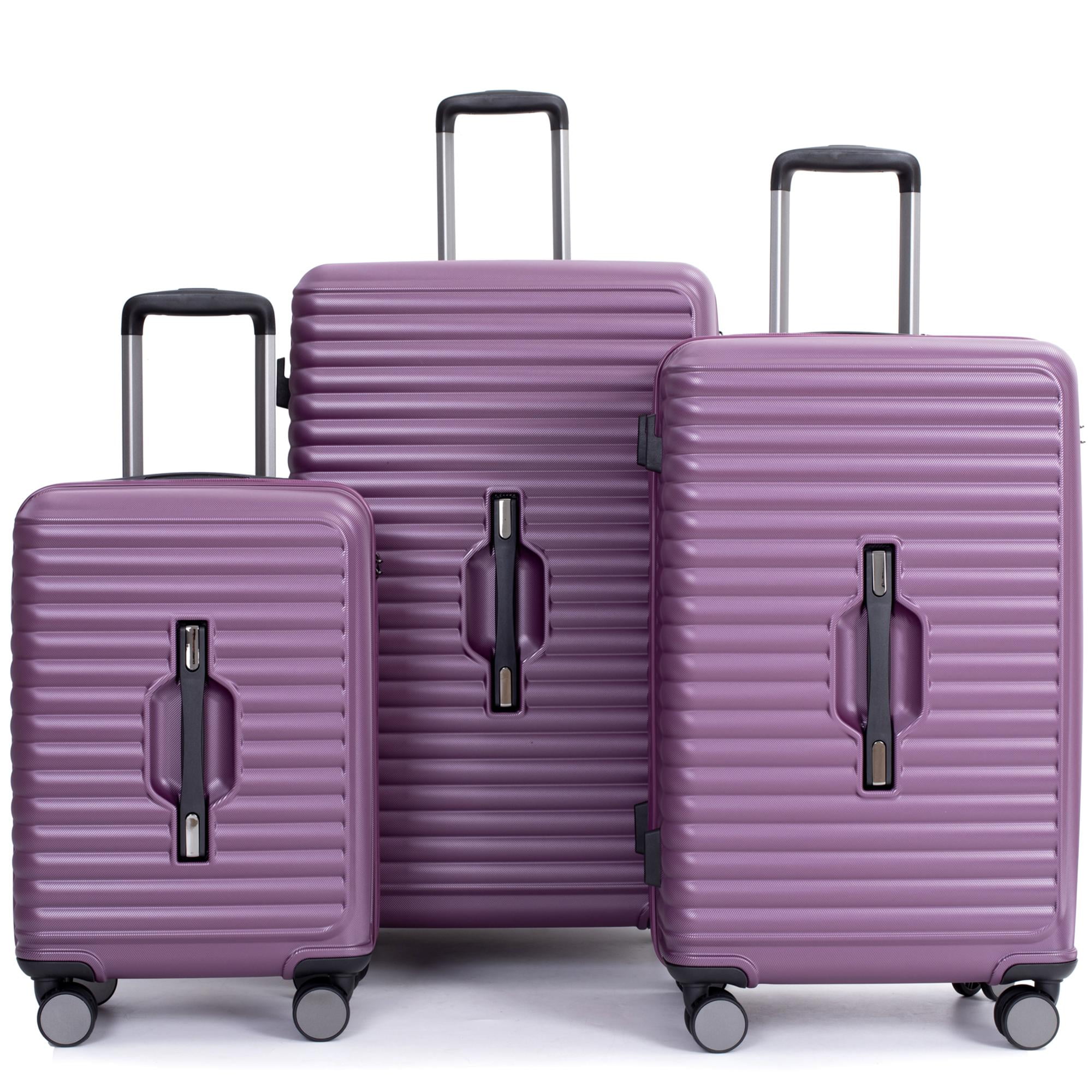 PAPROOS 3 Piece Luggage Set, 21" 25" 29" Hard Case Suitcase Set ...