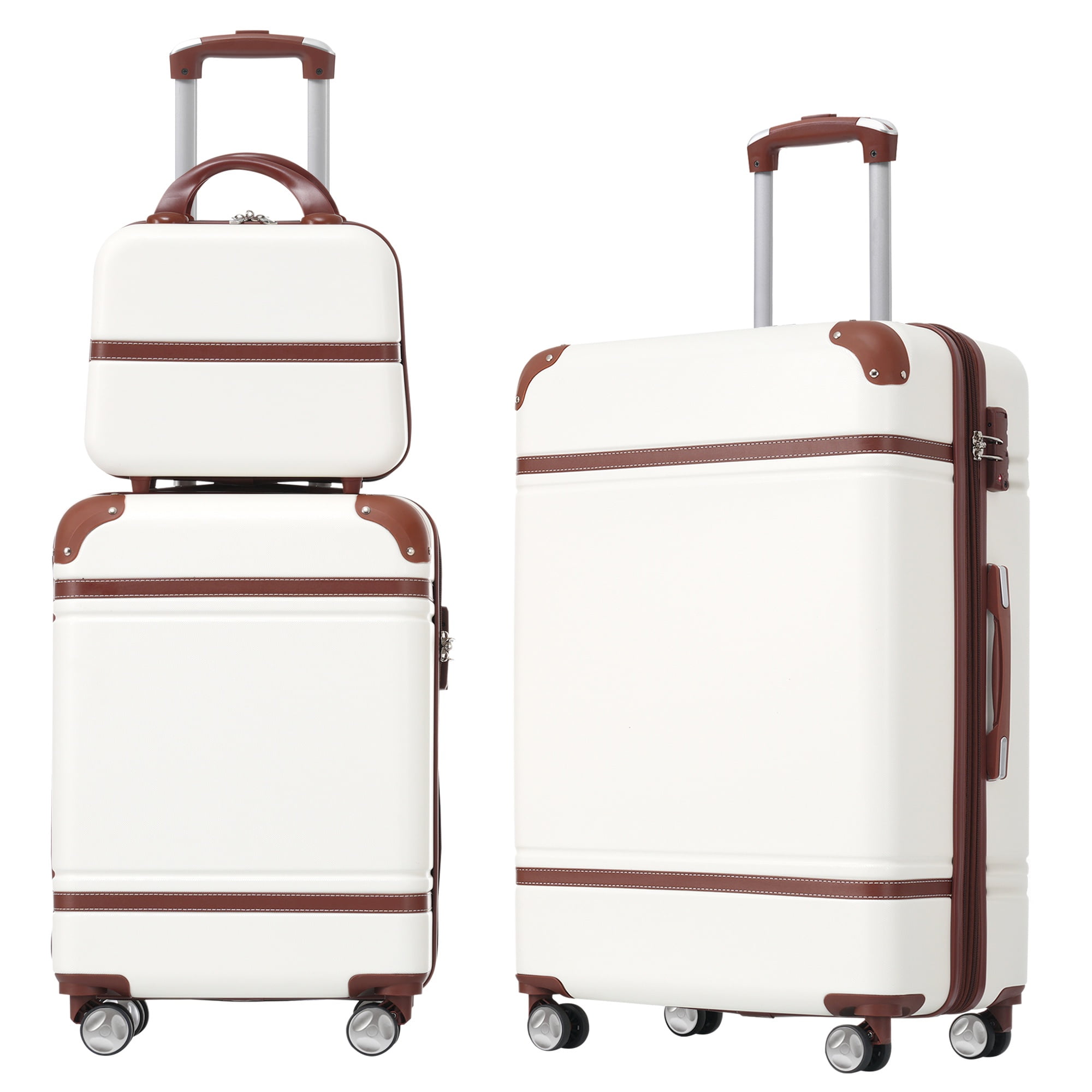 PAPROOS 3 Piece Luggage Sets, 20in 24in Hardside Luggage with Cosmetic ...
