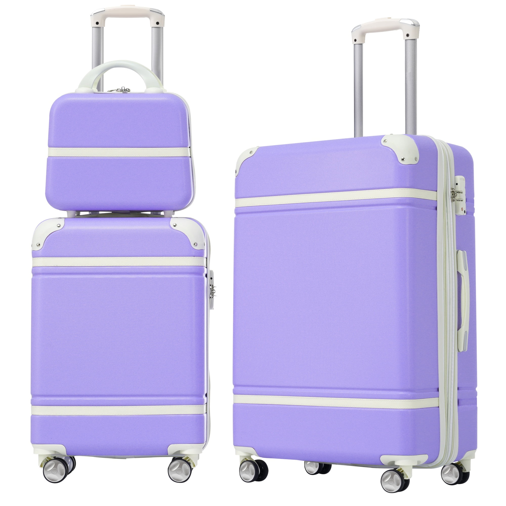 PAPROOS 3 Piece Luggage Sets, 20in 24in Hardside Luggage with Cosmetic ...