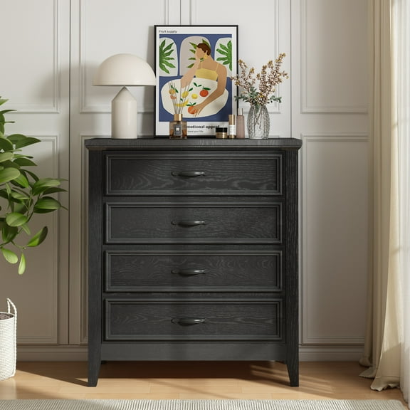 FCH Modern Simple 4-Drawer Dresser Black - Walmart.com