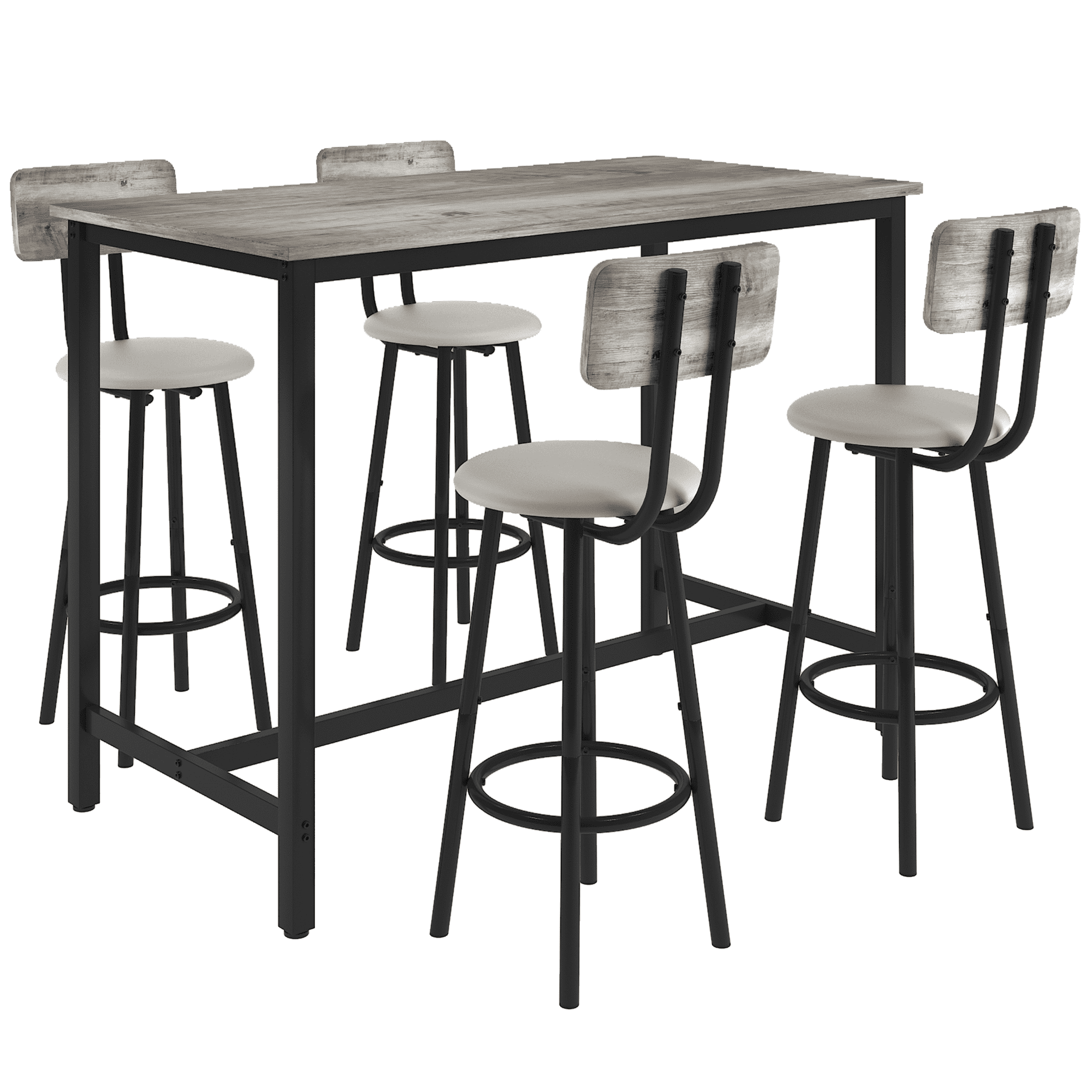 PAPROOS 5 Piece Dining Table Set with Upholstered Dining Chairs for 4 ...
