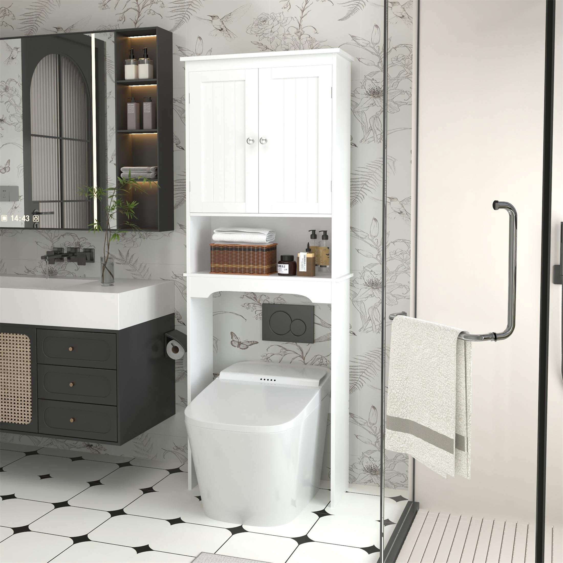 Sesslife Bathroom Shelf Storage Cabinet, Over Toilet Space Saver with ...