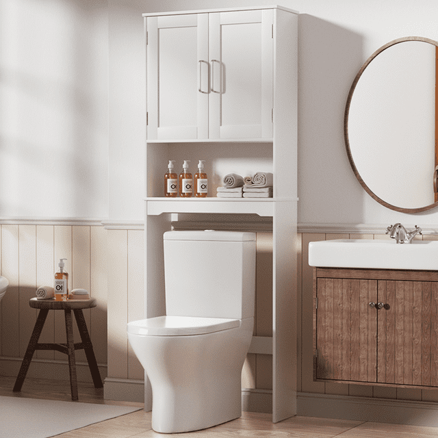 Sesslife Bathroom Shelf Storage Cabinet, Over Toilet Space Saver with ...