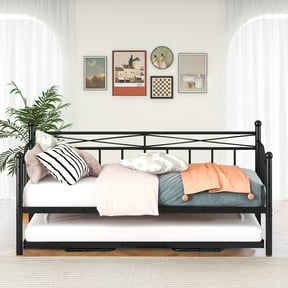 DHP Locky Metal Daybed with Pop Up Trundle Bed, Full over Twin, Black ...
