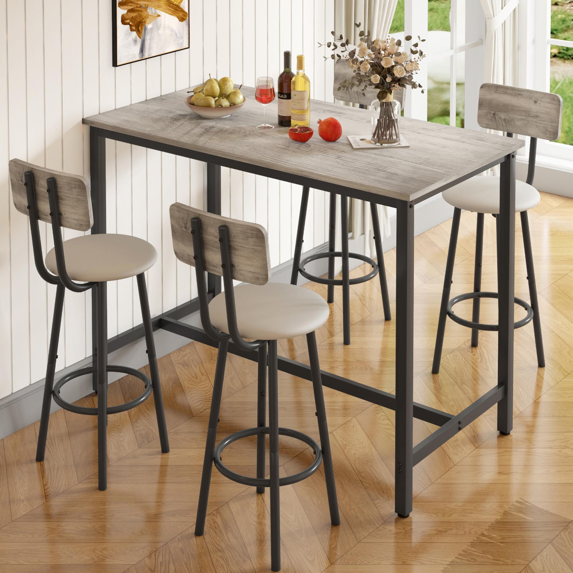 PAPROOS 5-Piece Counter Height Dining Table Set, Industrial Style Bar ...