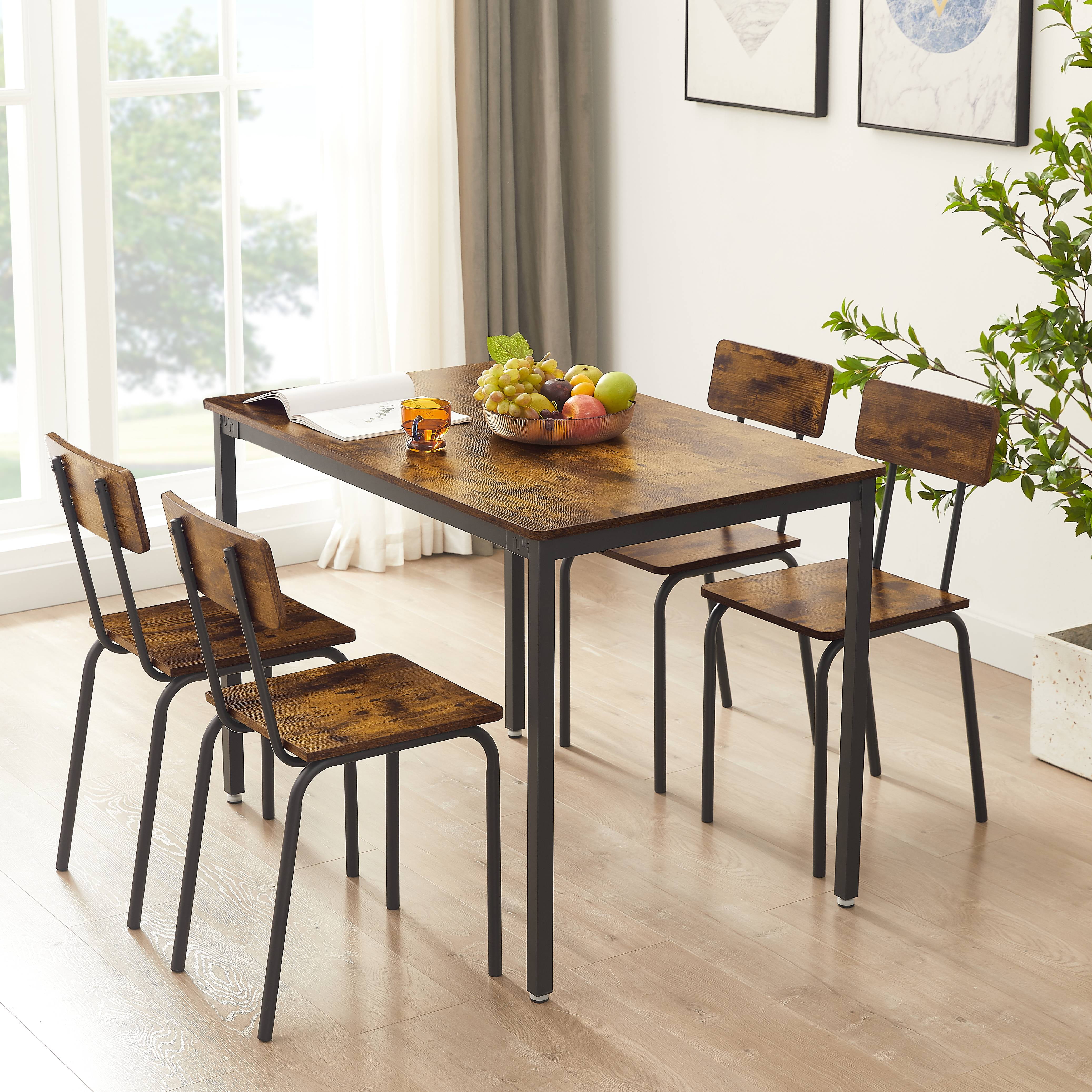 PAPROOS 5-Piece Rectangle Wood Dining Table Set, Small Country ...