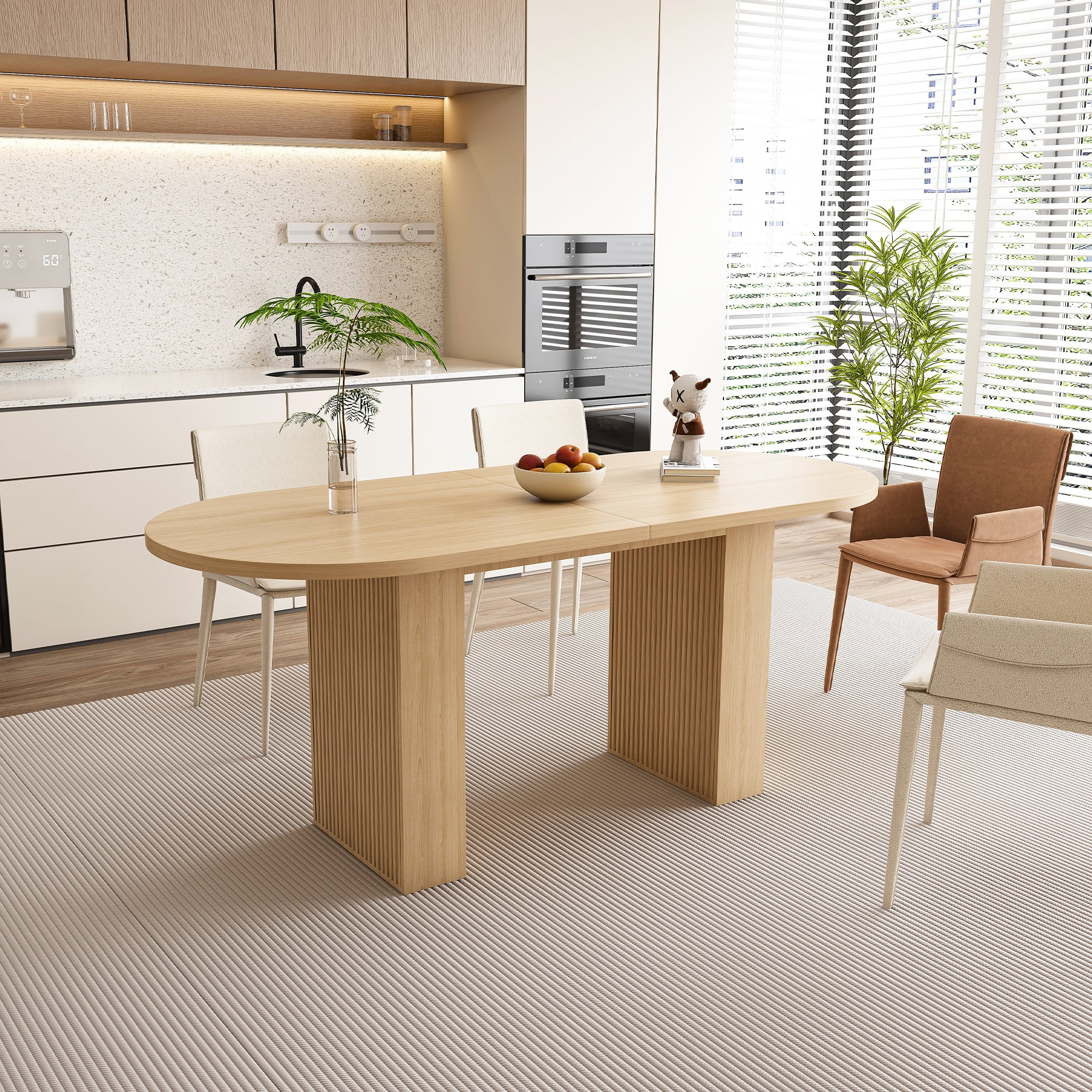 "Paproos 5-Piece Dining Table Set, Faux Marble Top, Leather Chairs ...