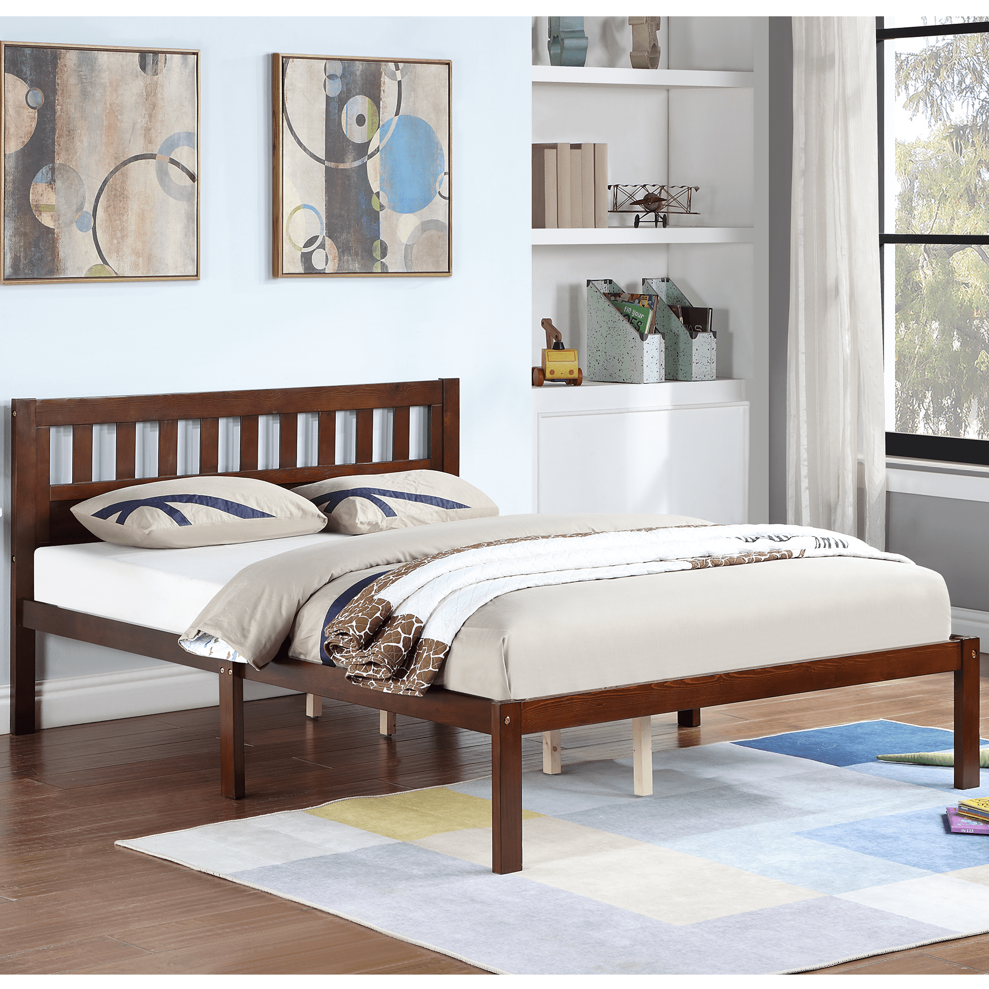 PAPROOS Full Platform Bed Frame with Headboard, Modern Bedroom ...
