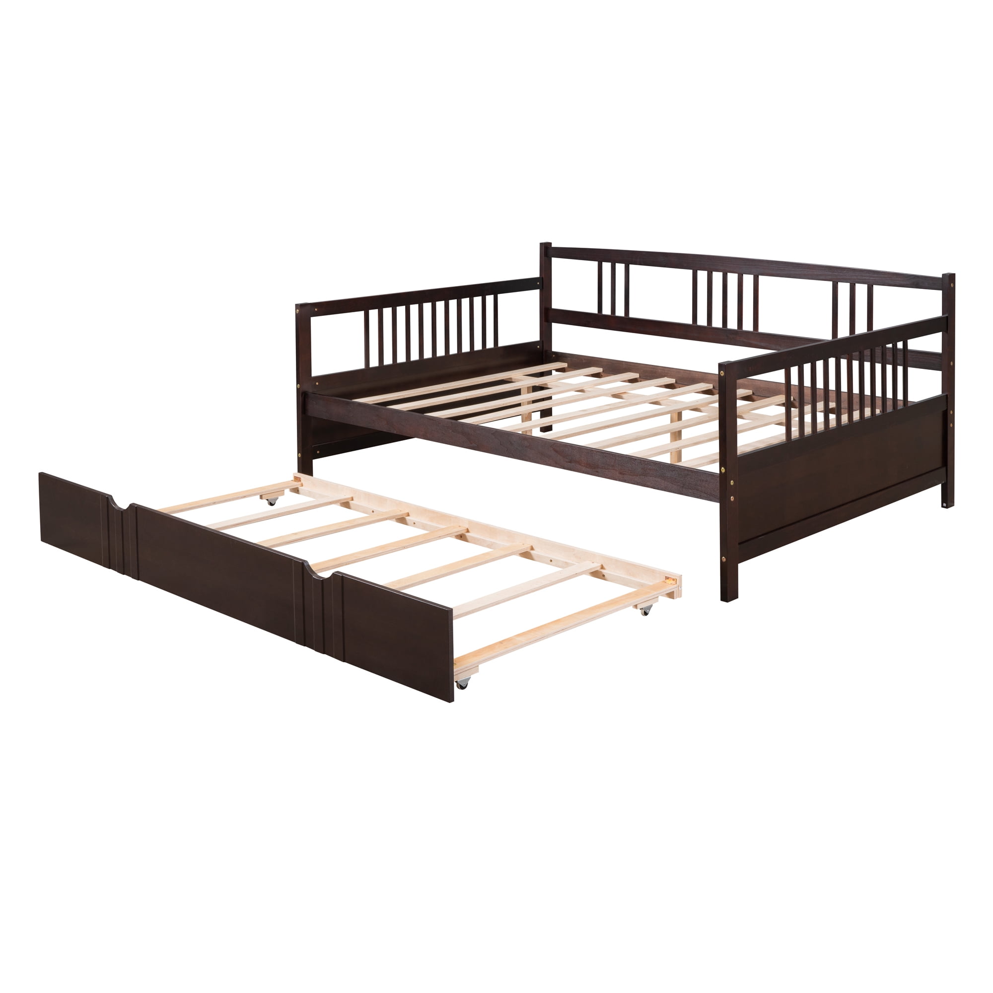 PAPROOS Full Size Daybed with Trundle Included, Solid Wood Daybed with ...