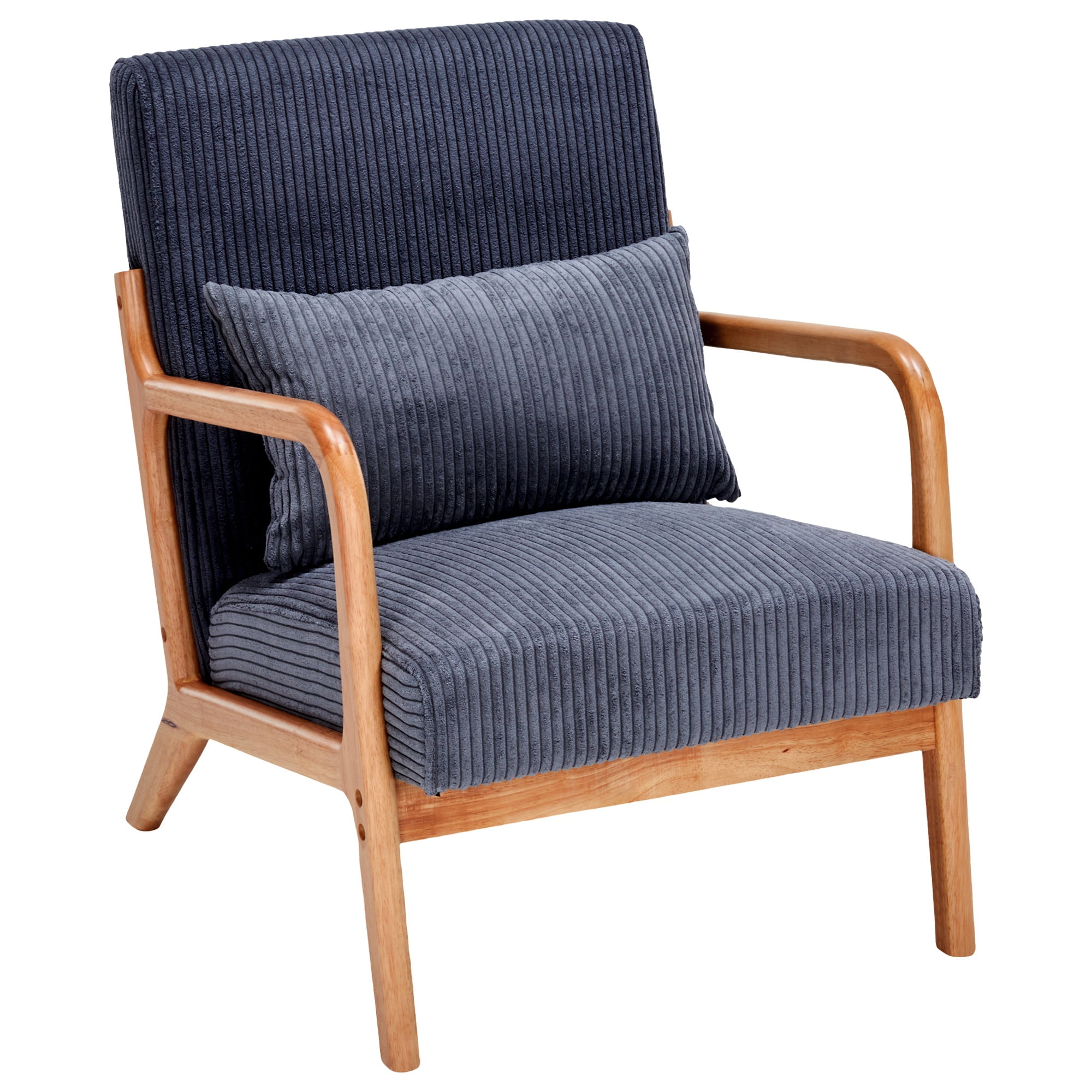 PAPROOS Mid-Century Modern Accent Chair, Fabric Arm Chair with Solid ...