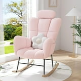 PAPROOS Modern Teddy Fabric Rocking Chair, Accent Rocker Chair with ...