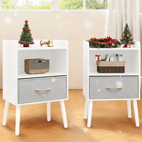 2 - Drawer Nightstand in Light Gray Wood | Contemporary Bedroom Piece ...