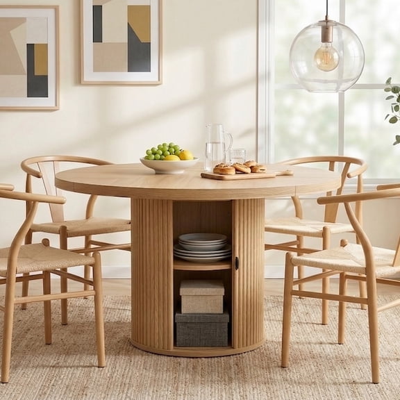 CHAMPFLAG Expandable Farmhouse Dining Table, White Solid Wood Drop Leaf ...