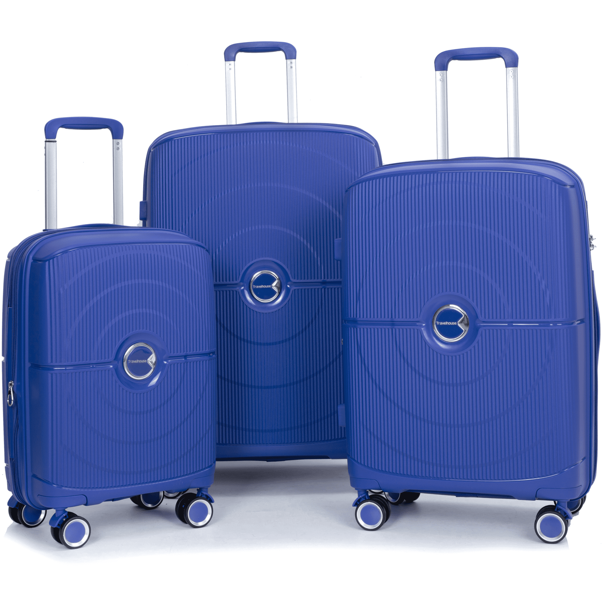 Paproos 3 Piece Expandable Hardshell Luggage, 20in 24in 28in, Spinner Wheels, TSA Lock, Navy ...