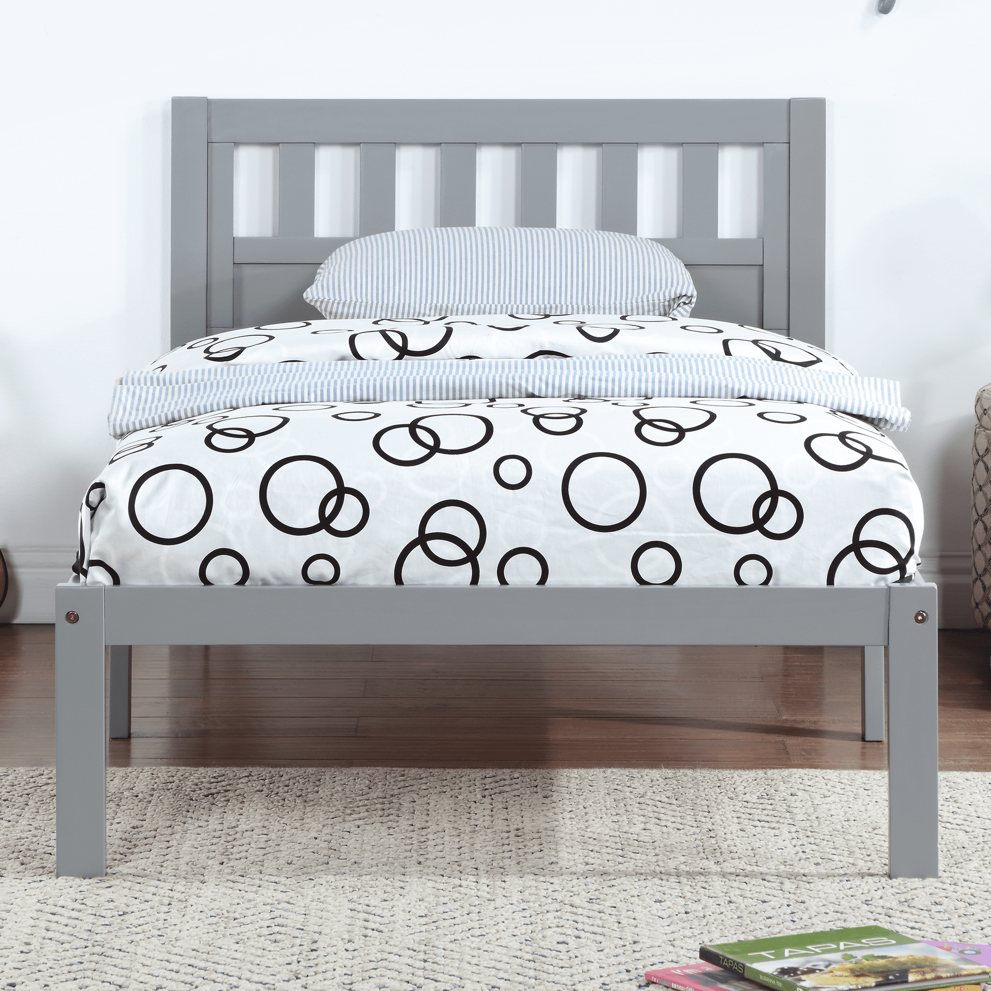 PAPROOS Twin Size Bed Frame, New Upgraded Wood Platform Bed Frame with ...