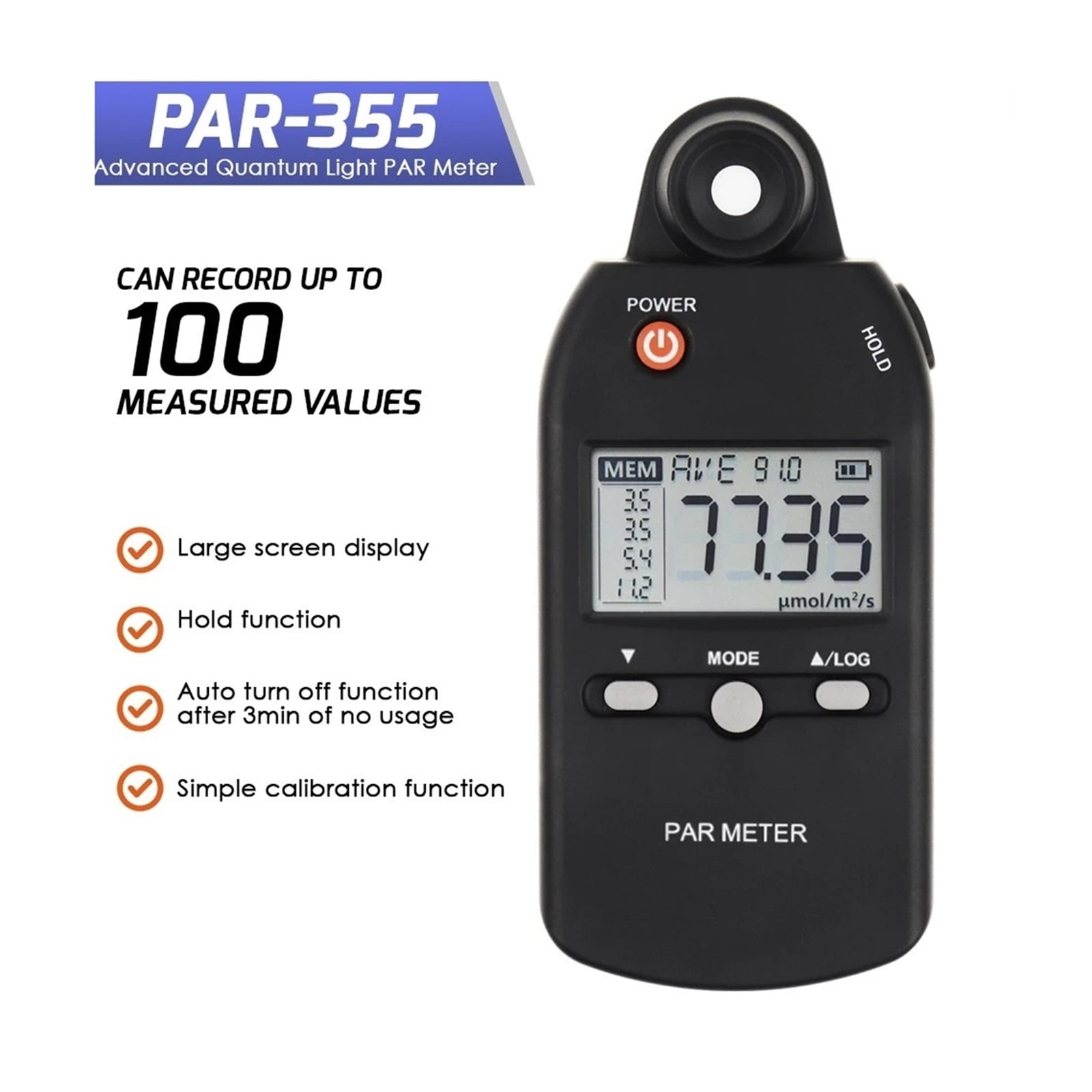 PAR Meter Light Lux Tester Illuminometer Photosynthetic Active ...
