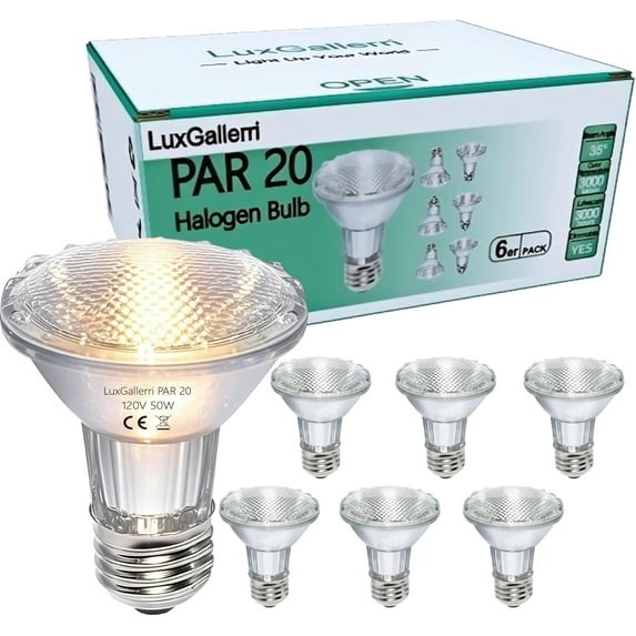 PAR20 HaloYANTONn Light Bulbs 6 Pack 120V 50w Dimmable, E26 Medium Base ...