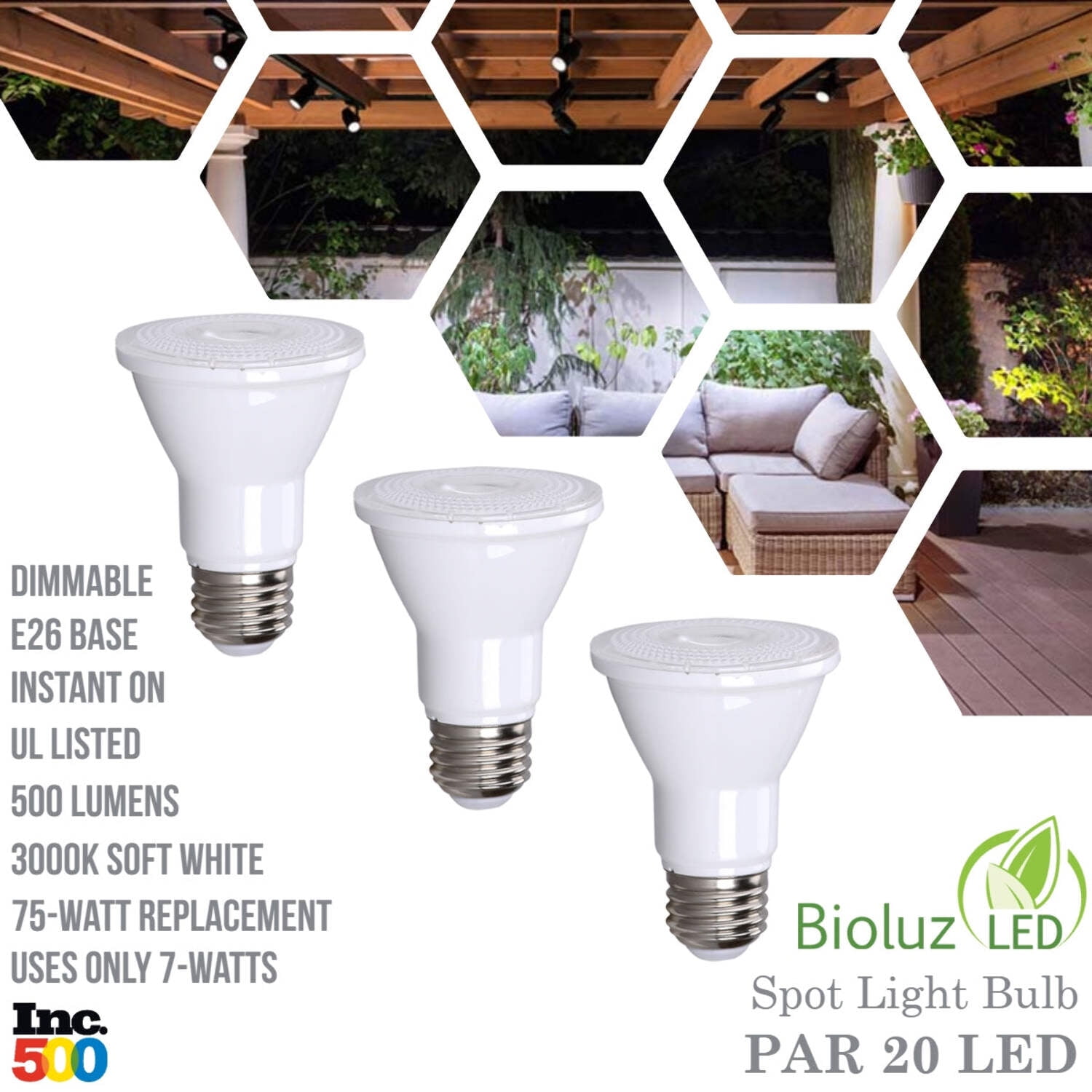 PAR20 LED Bulb 75W Replacement 90 CRI Indoor / Outdoor Dimmable Spot ...