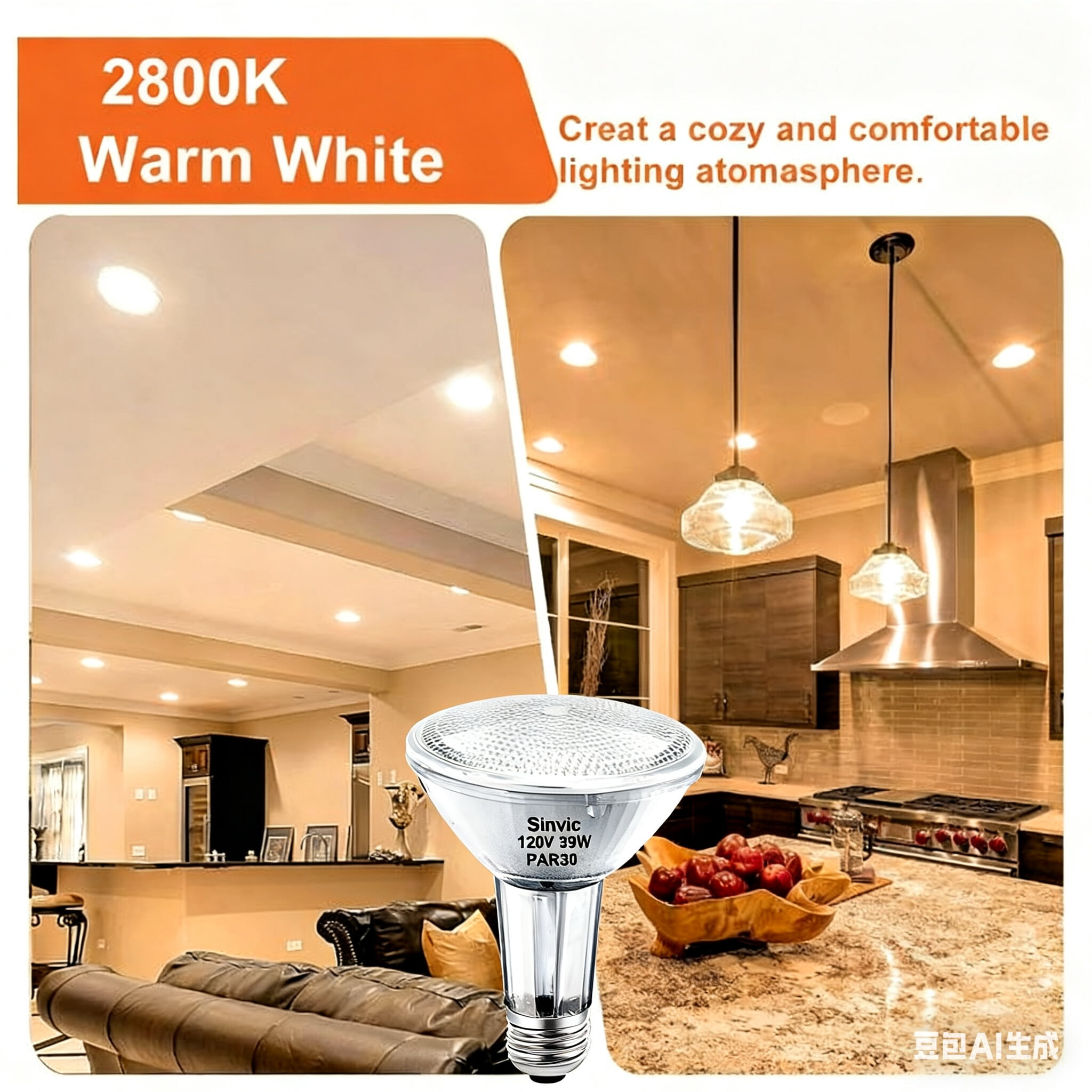 Sinvic PAR30 Long Neck Flood Light Bulbs, Dimmable, 39PAR30/FL 120V ...
