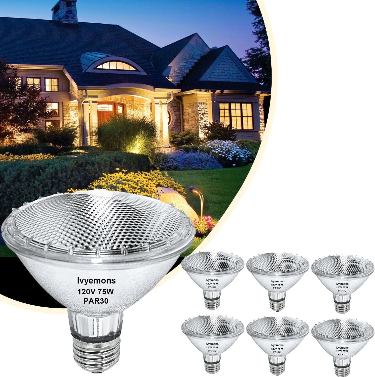 Ivyemons PAR30 Short Neck 75W Halogen Flood Bulb, Dimmable 2800K ...