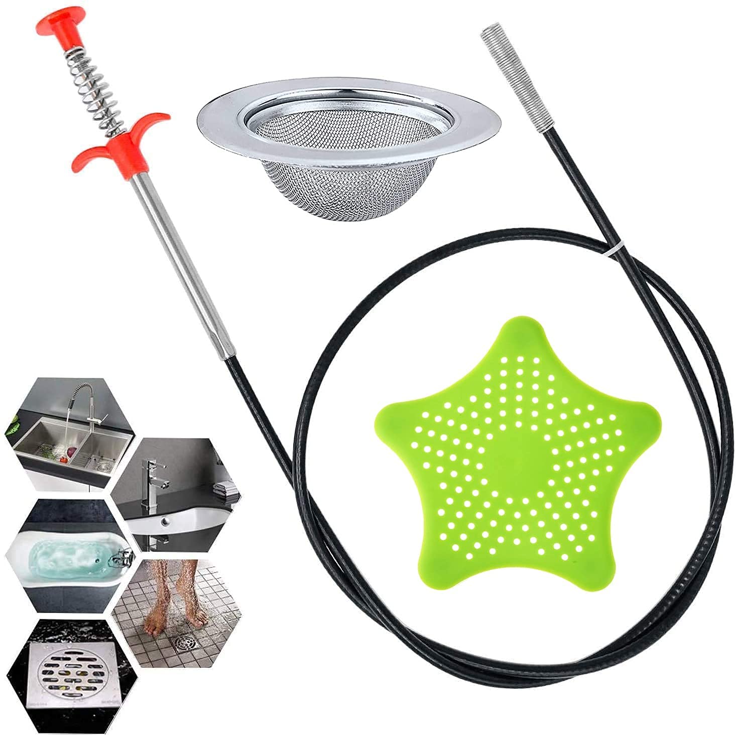 PARABRAHMA Drain Cleaner Stick for Sink Clogged Pipe Cleaning Spring ...