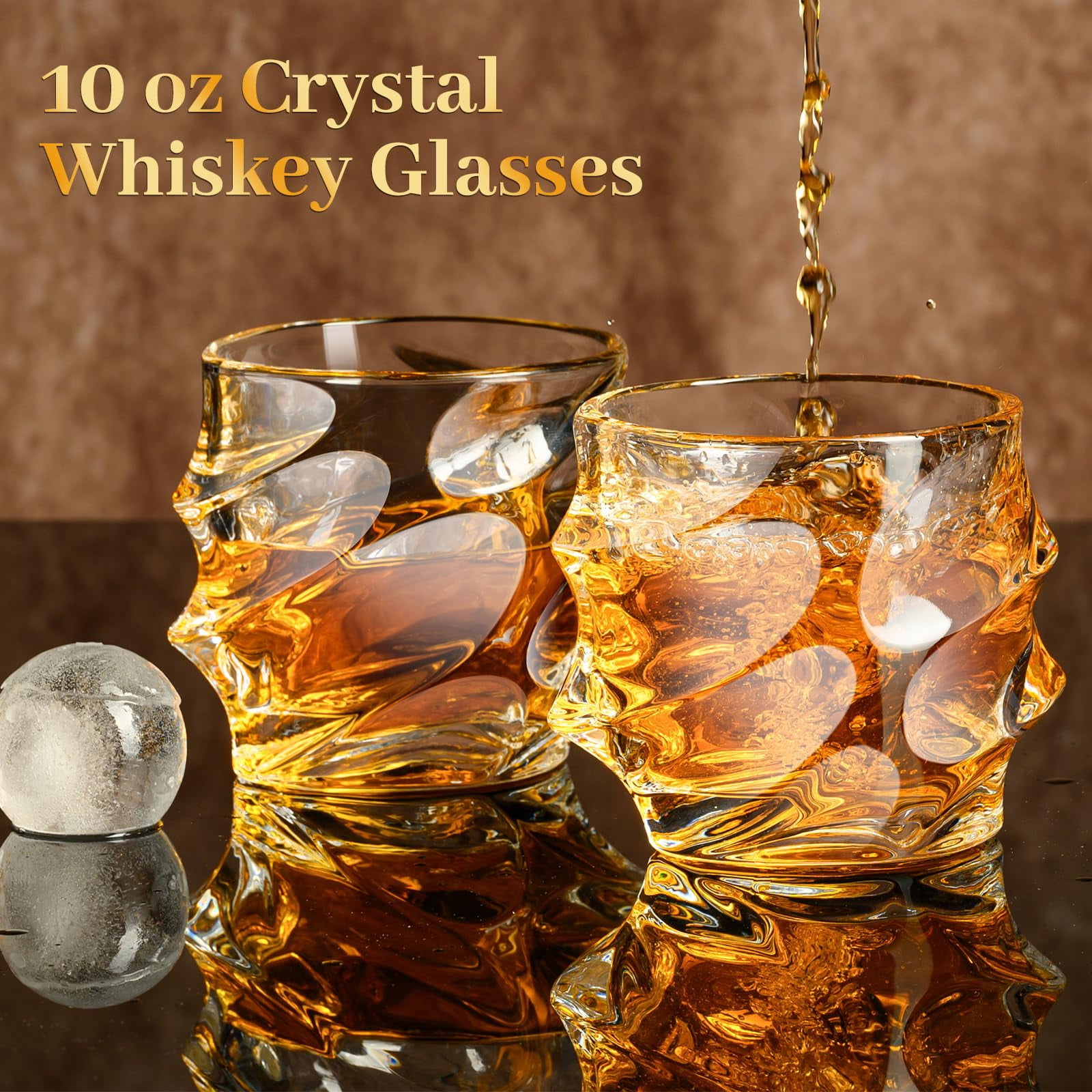 PARACITY Whiskey Glasses Set of 2, 10 OZ Old Fashioned Cocktail Glass ...