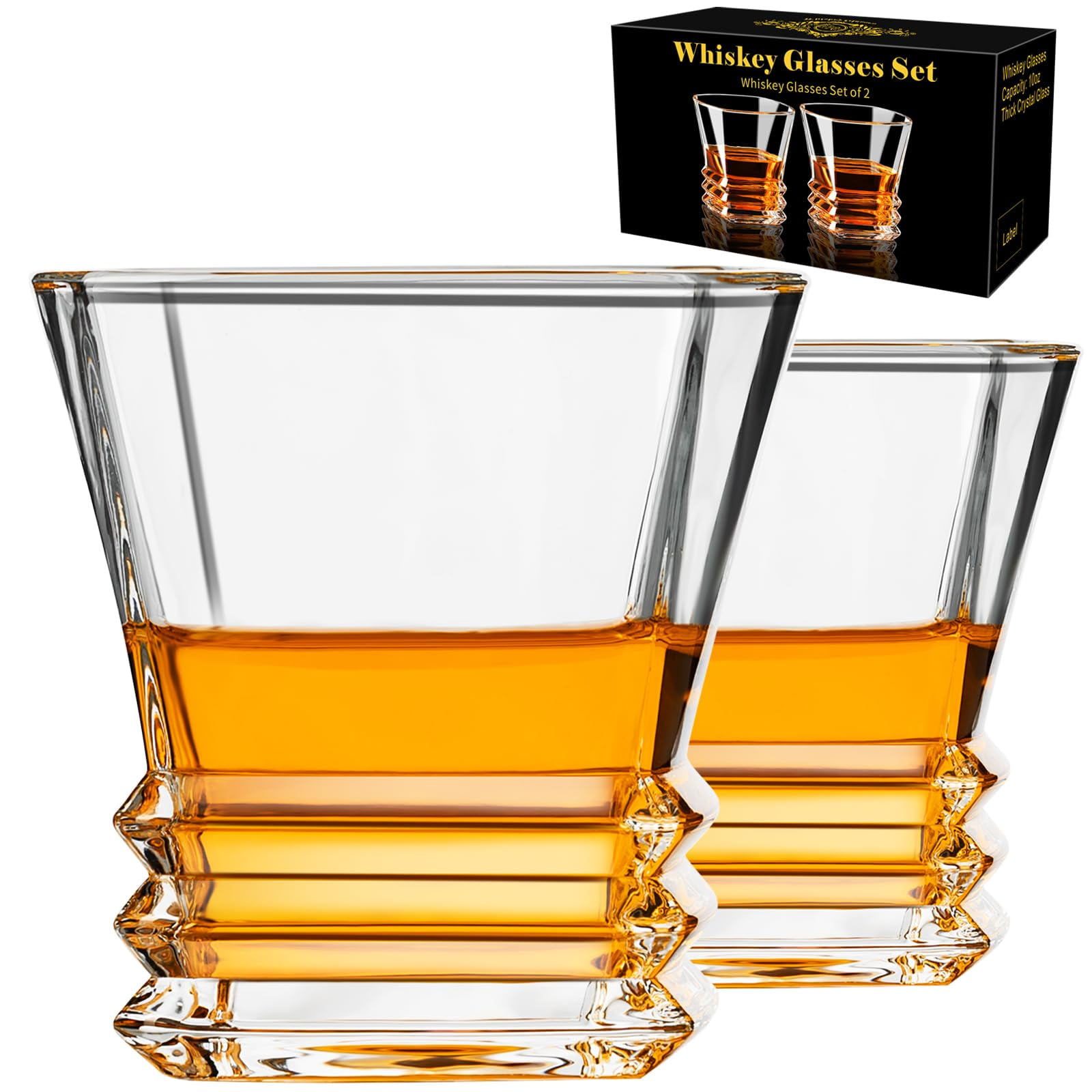 PARACITY Whiskey Glasses Set of 2, Old Fashioned Cocktail Glass,Rocks ...