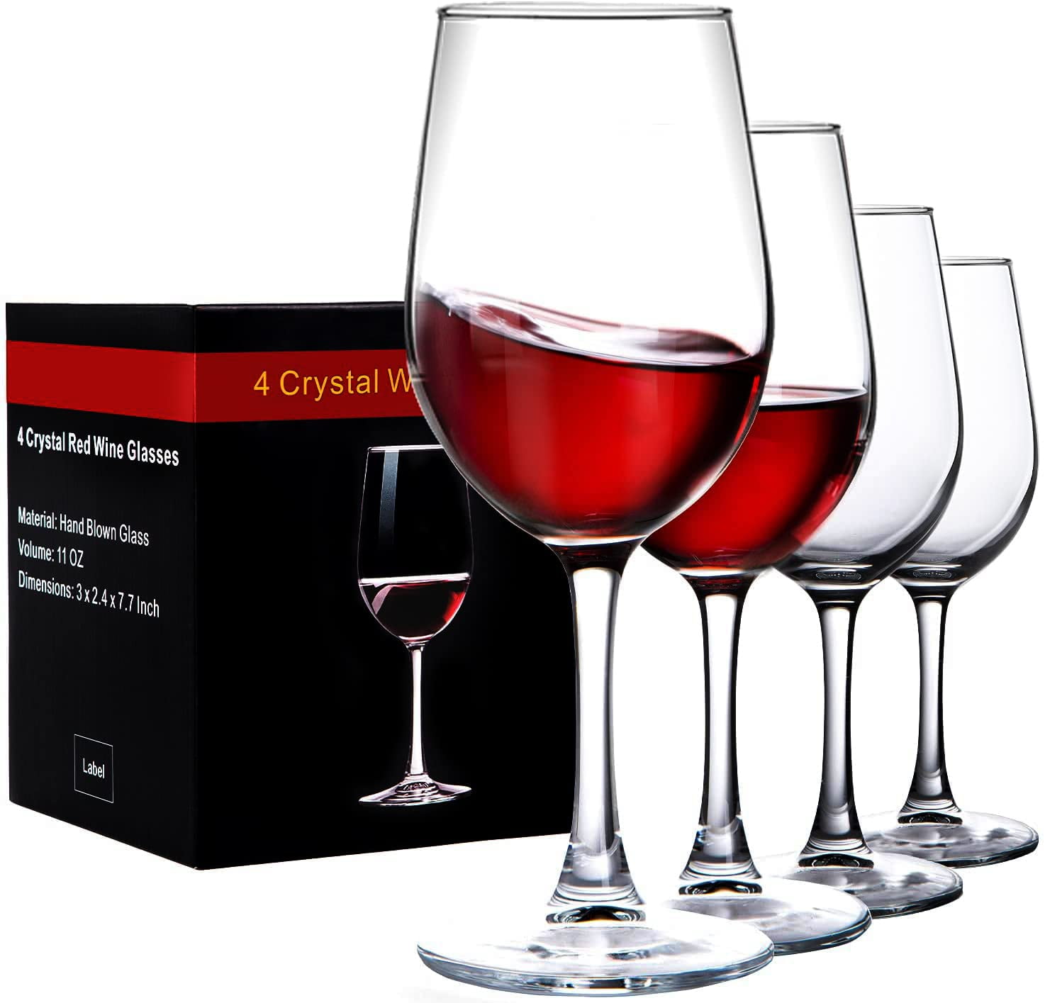 PARACITY Wine Glasses Clear Red White Wine Glass Goblets Crystal Stemware 4PCS - Walmart.com