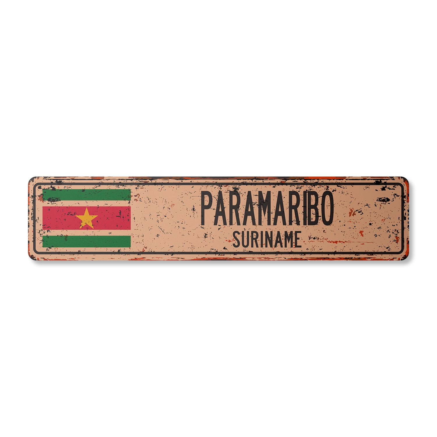 PARAMARIBO SURINAME Vintage Plastic Street Sign Surinamer flag city ...
