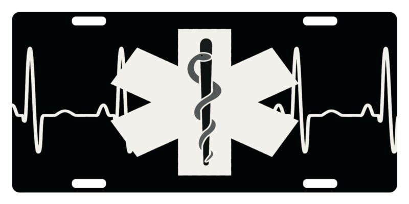 PARAMEDIC License Plate STAR OF LIFE Version Heart Monitor Version II ...