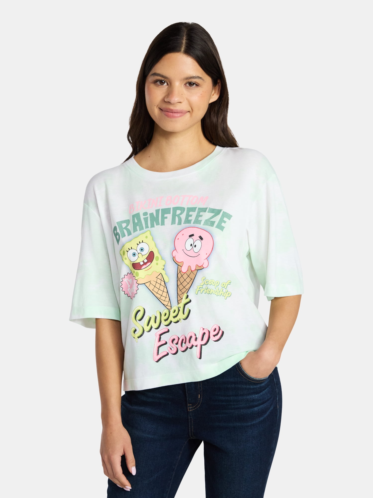 SpongeBob SquarePants Women's Ice Cream Skimmer Tee with Short Sleeves ...