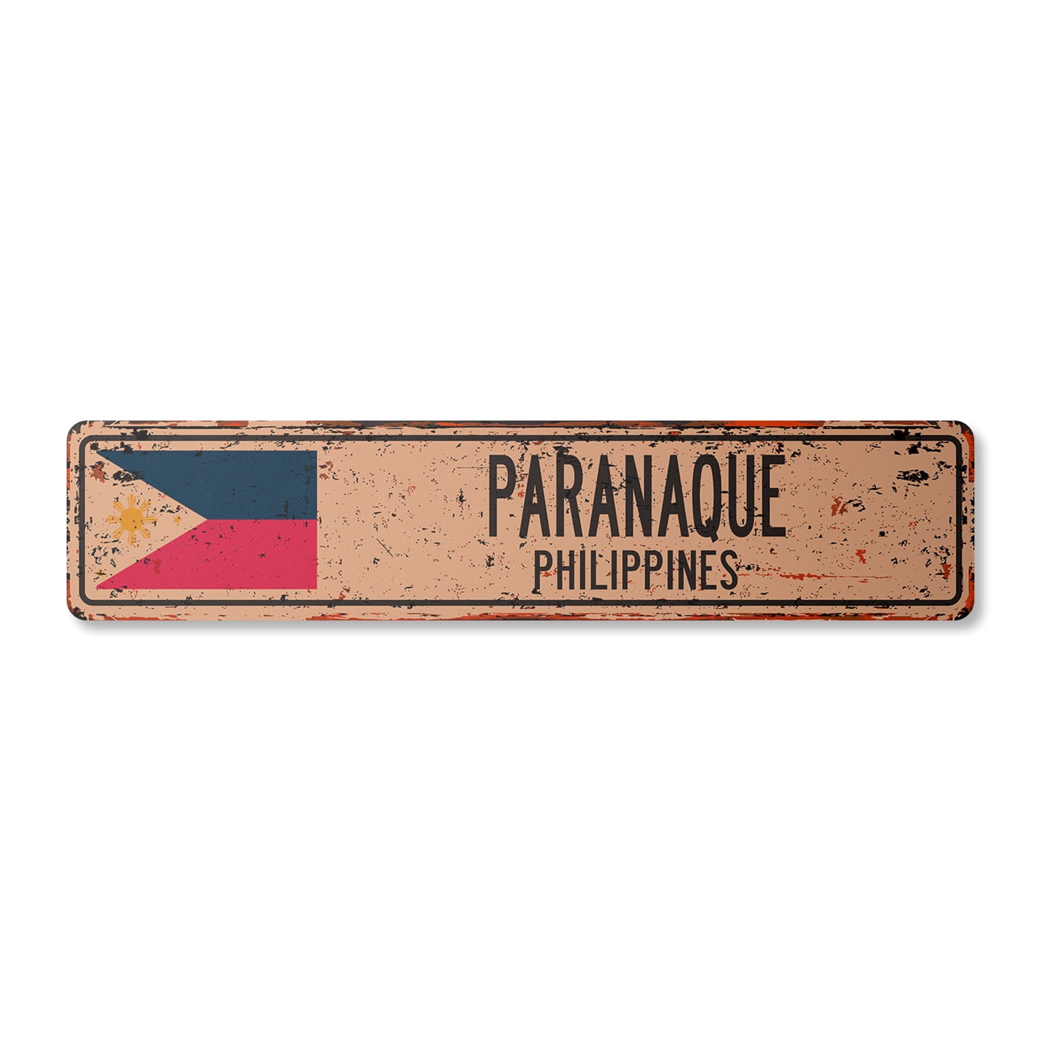PARANAQUE PHILIPPINES Vintage Plastic Street Sign Filipino flag city ...