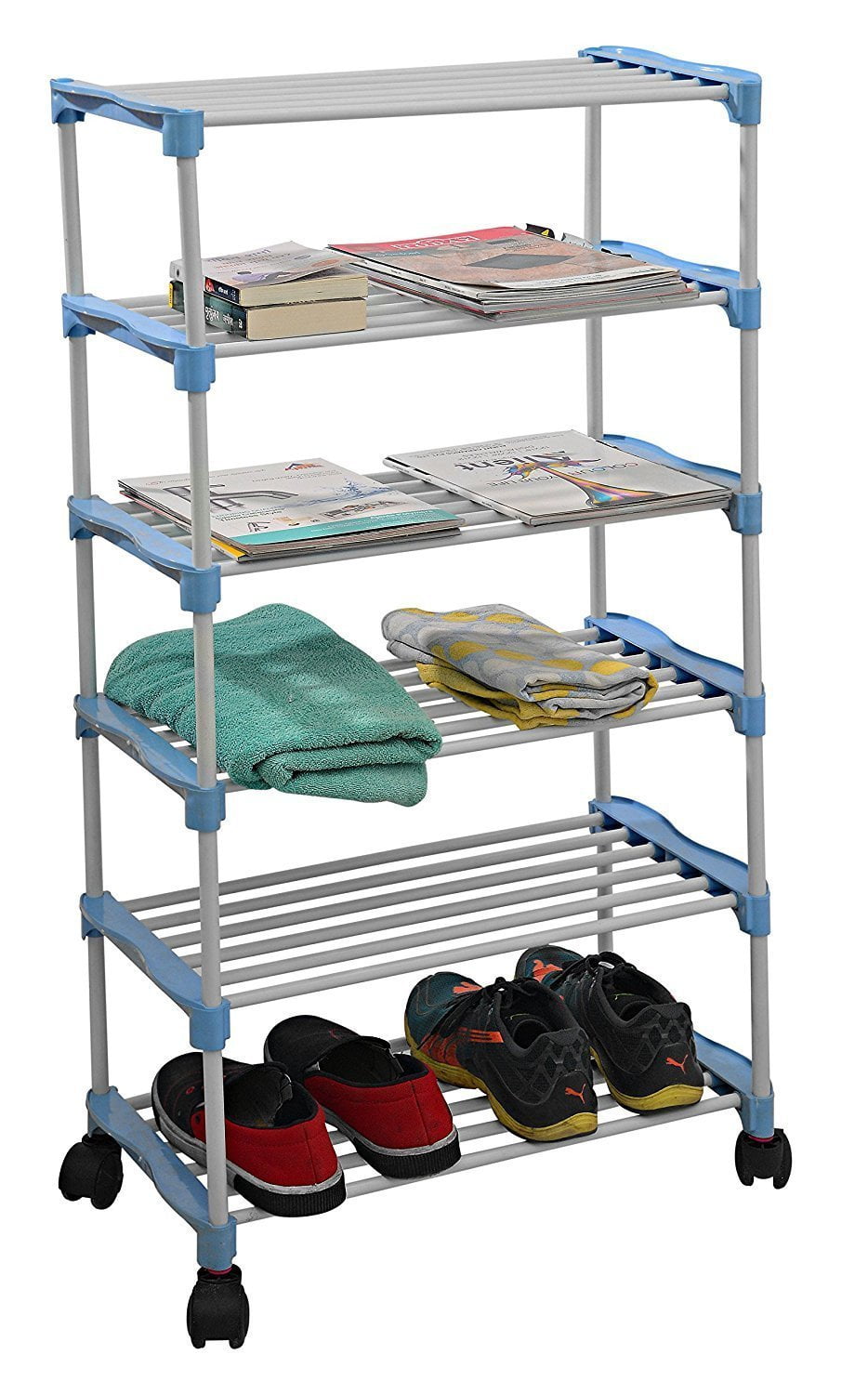 PARASNATH Steel Smart Shoe Rack with 6 Layer Shoes Stand Blue White ...