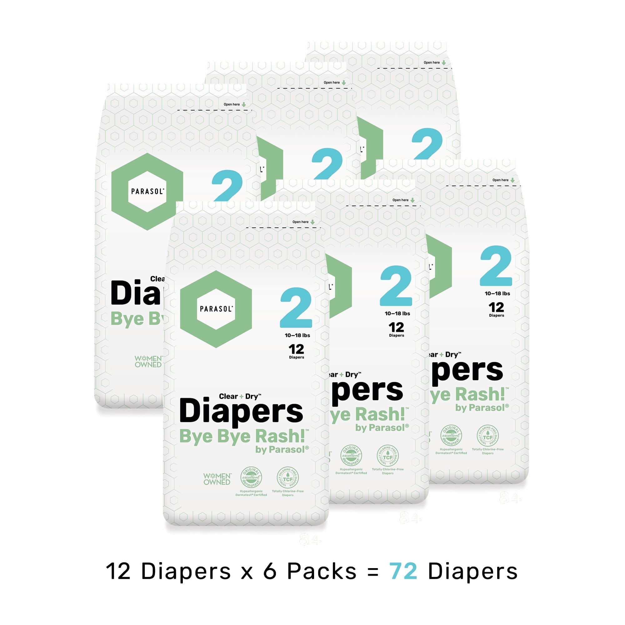 PARASOL Clear+Dry Disposable Diapers, Size 2, (10-18 lbs) 72 Count ...