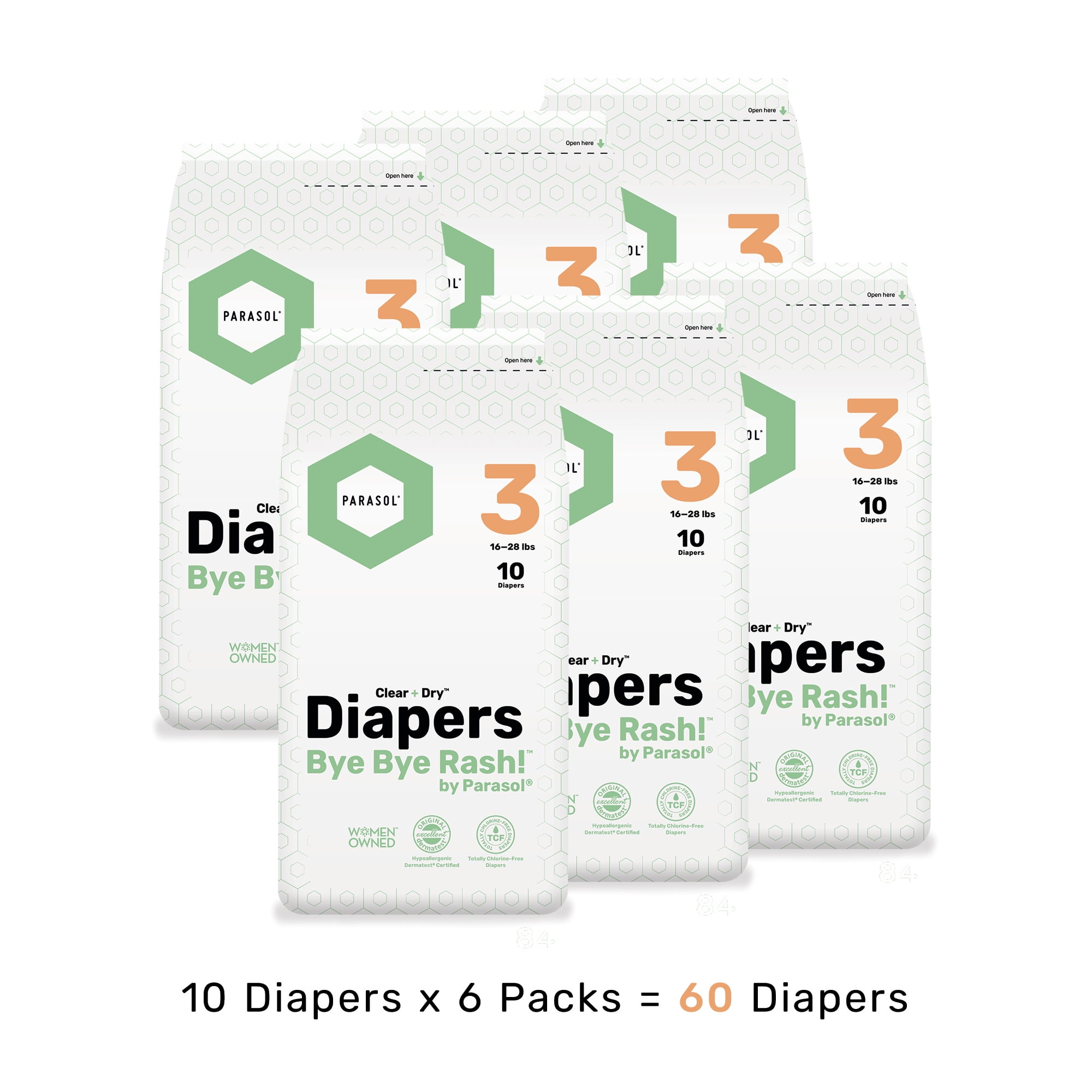 PARASOL Clear+Dry Disposable Diapers | RashShield Protection, Leakproof ...