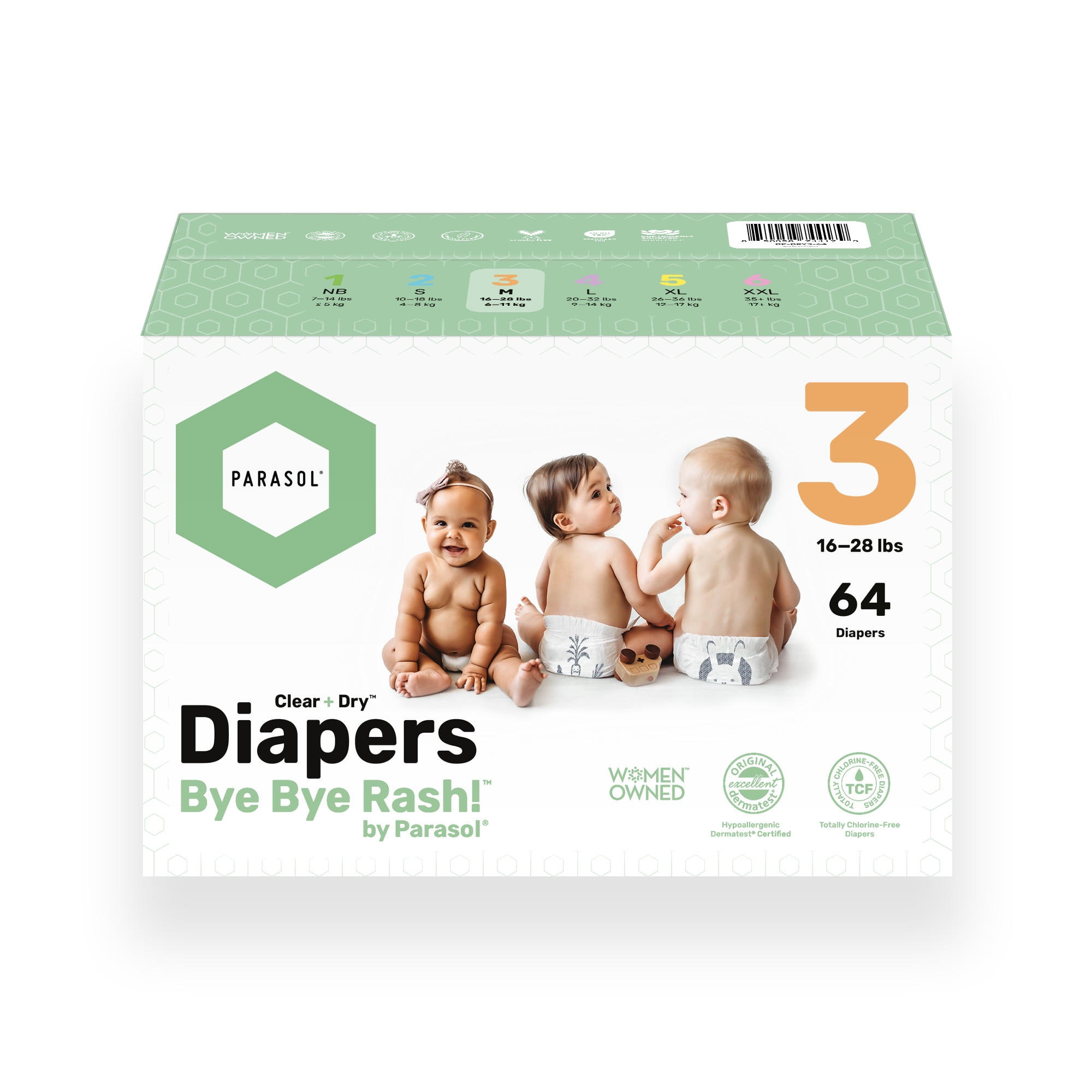 PARASOL Clear+Dry Disposable Diapers | RashShield Protection, Leakproof ...