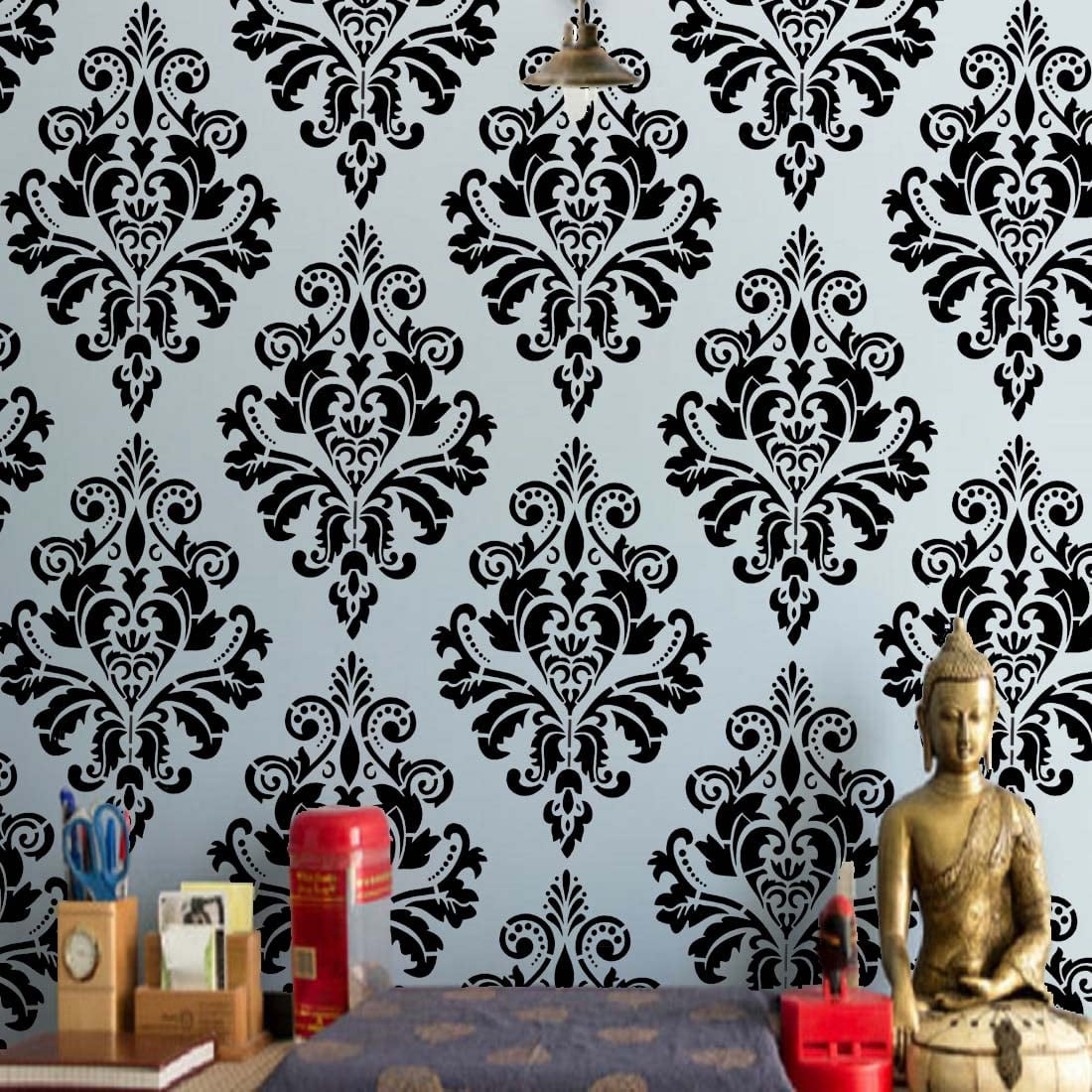 PARDECO 238 Damask Design Stencils for Wall Painting Size 16X24 Inch DIY Wall Painting Stencil ...