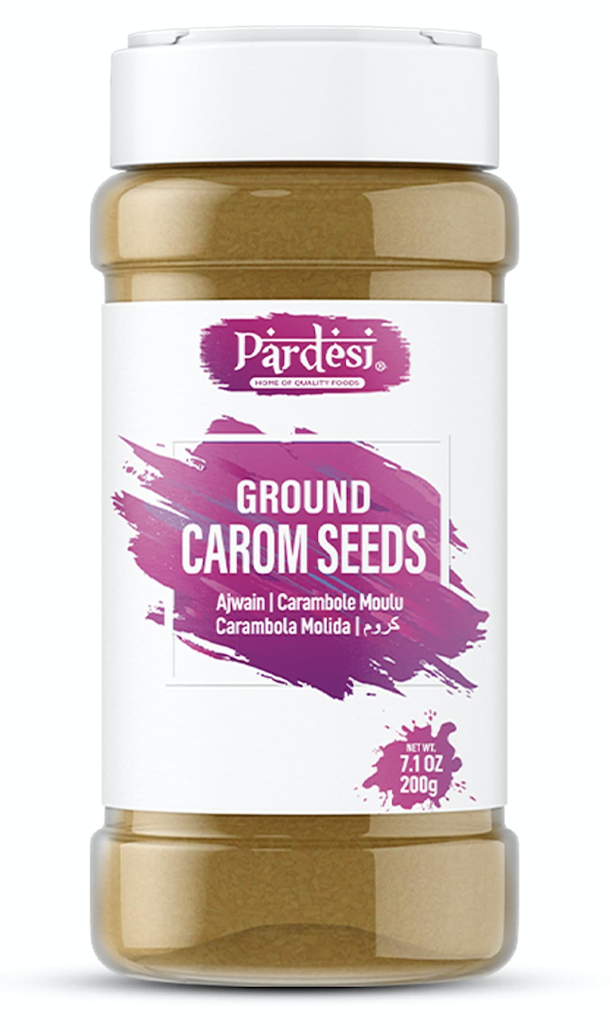 PARDESI Ground Carom Seeds 7.1 OZ (200g) Ajwain Powder - Resealable Jar ...