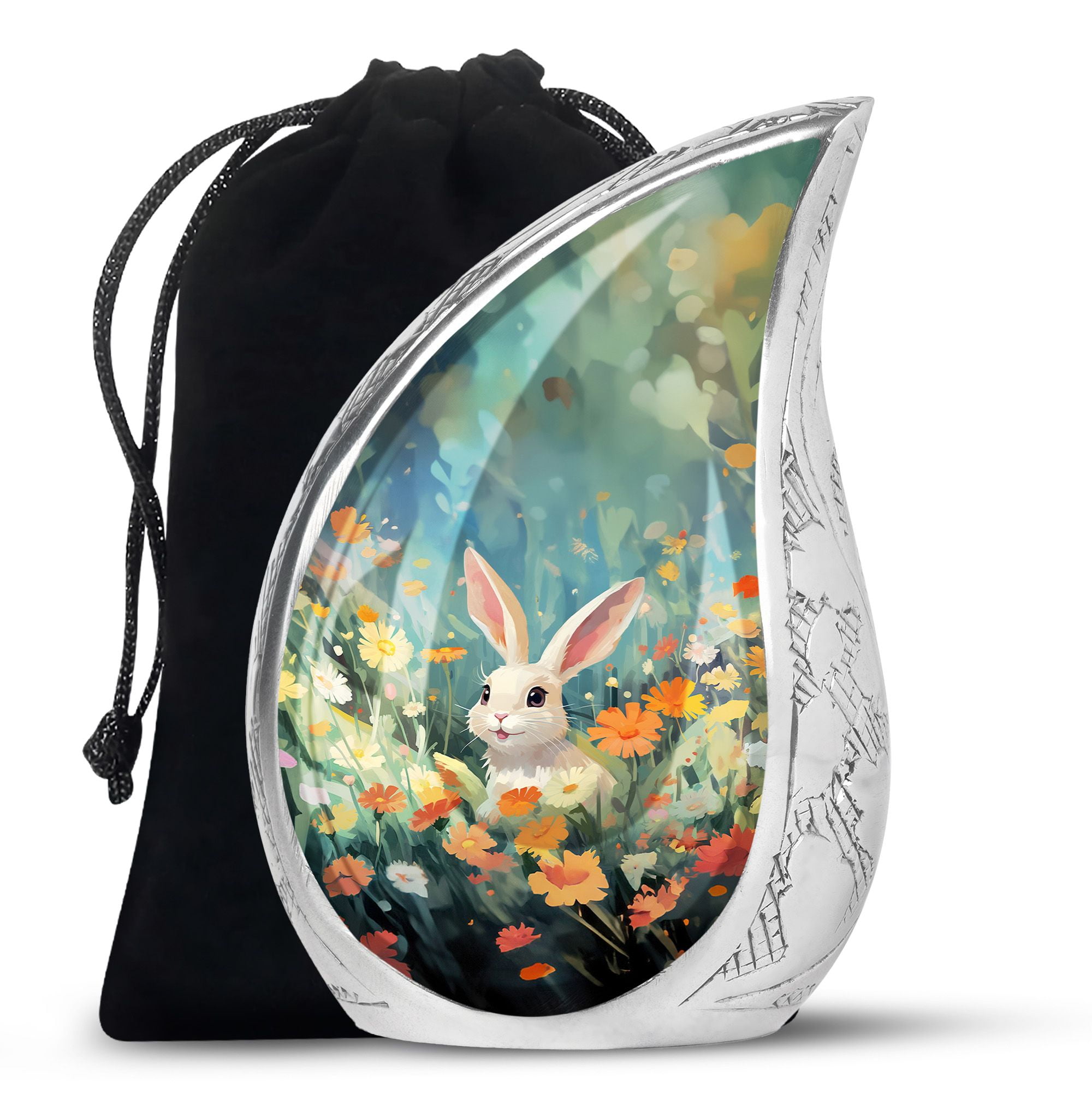PARHUS Colorful Flowers Rabbit Cremation Urn, Teardrop Urns Human Ashes ...